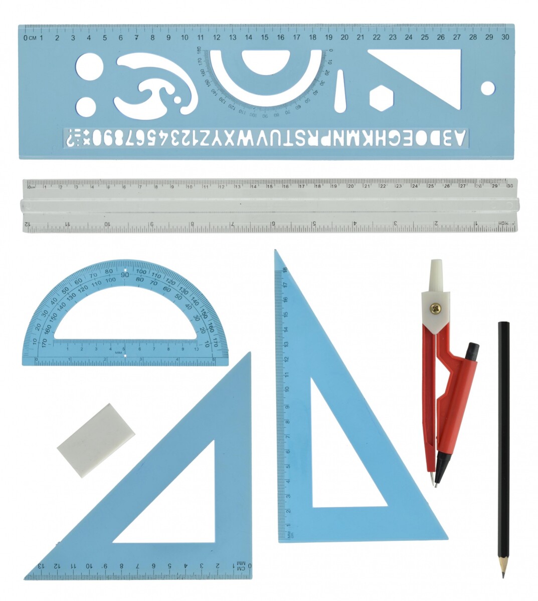 JUEGO DE GEOMETRIA 8 PIEZAS — El Clon