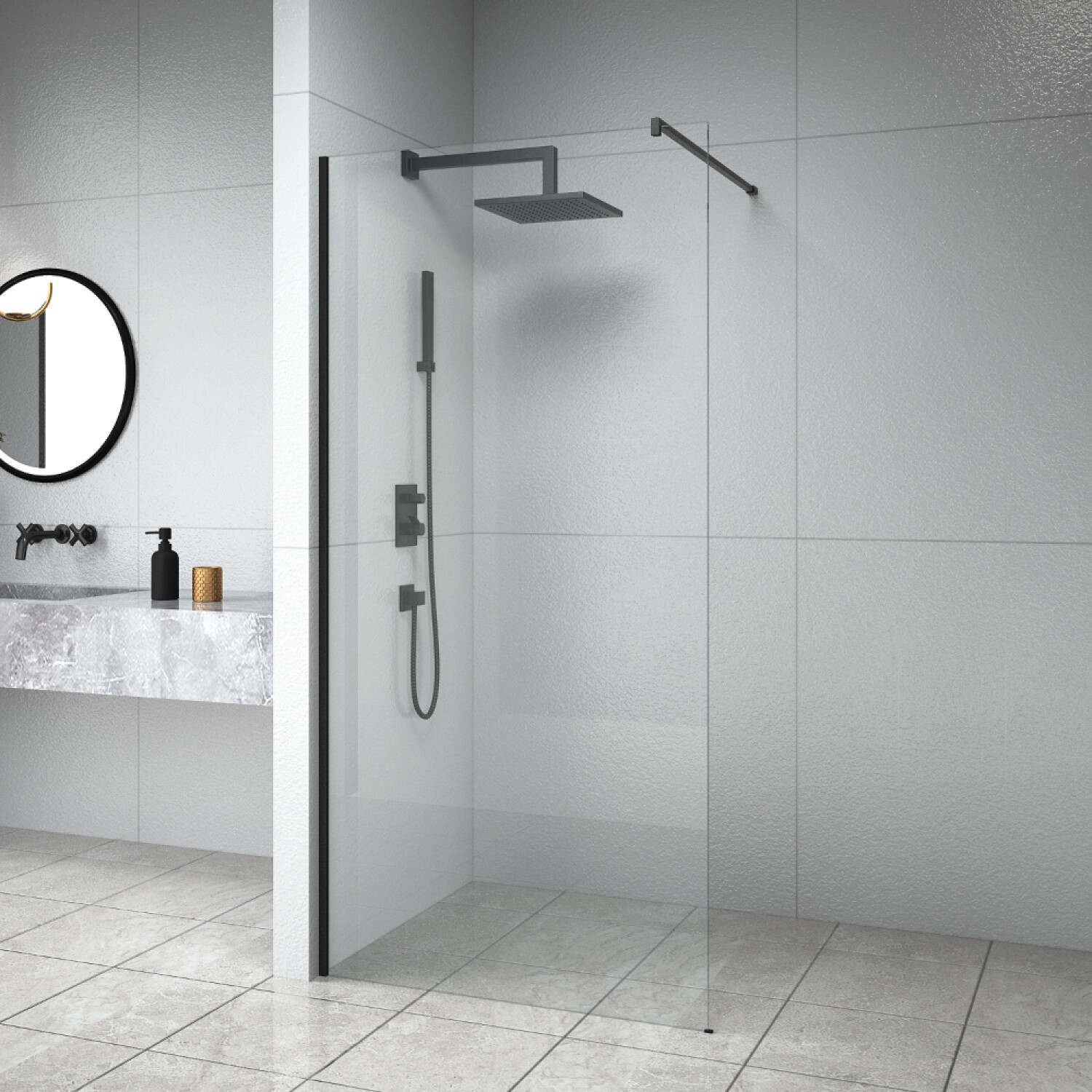 Mampara Fija con Perfil Cromado — Bagno & Company