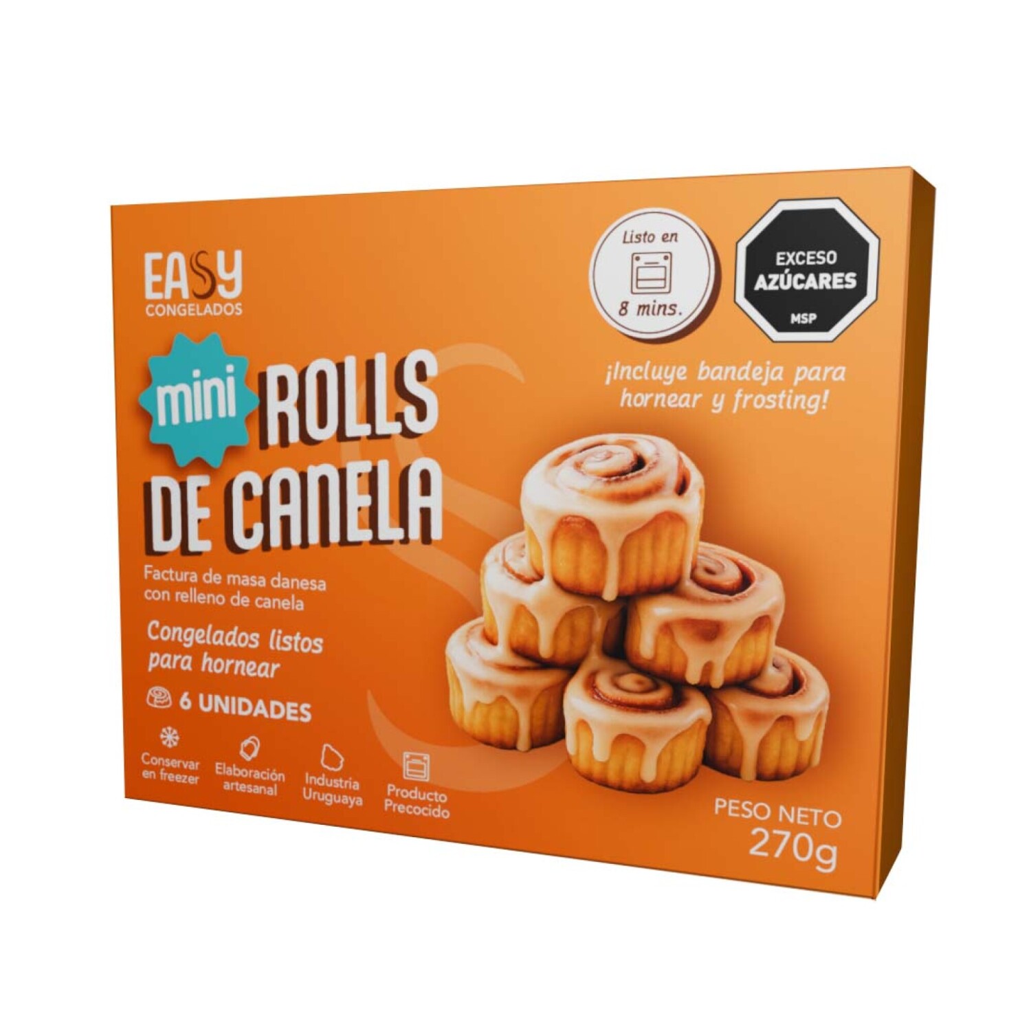 MINI ROLLS CANELA X 6 EASY 270G — Hola Congelados