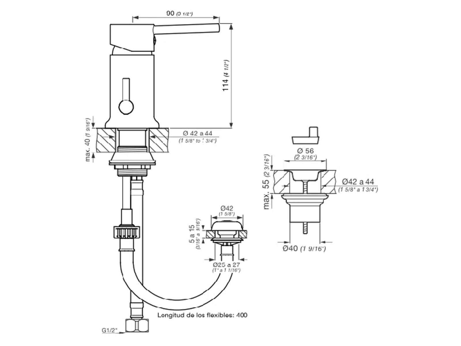 Griferia De Bidet Monocomando Linea Lilo Fv Cromo — Acher Cerámicas