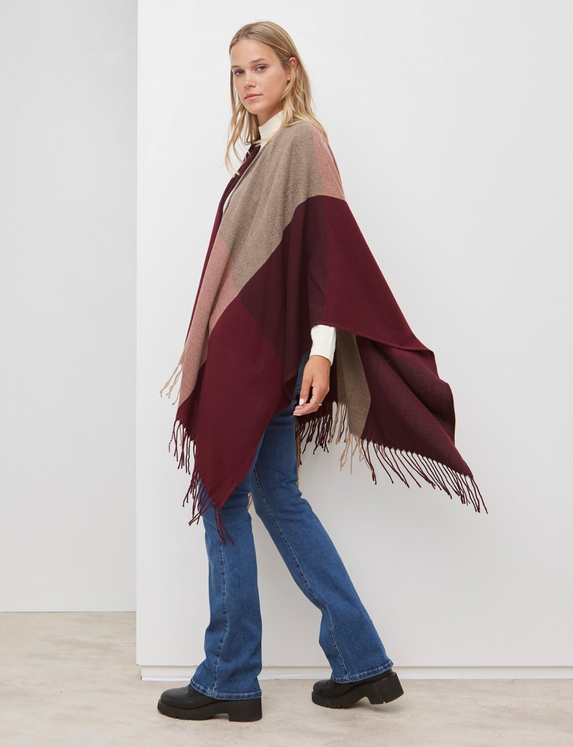 Ruana Colorblock - Bordeaux/multi — LA OPERA