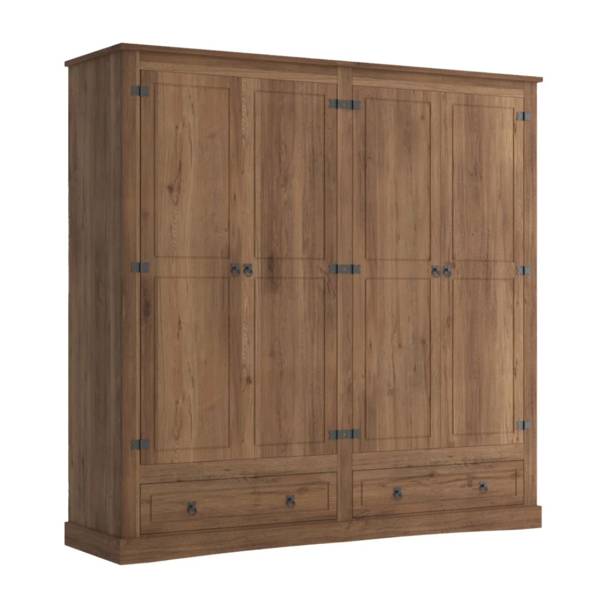 Ropero 4 Puertas Linea Mexicana Madera Maciza Nogal — Brillante