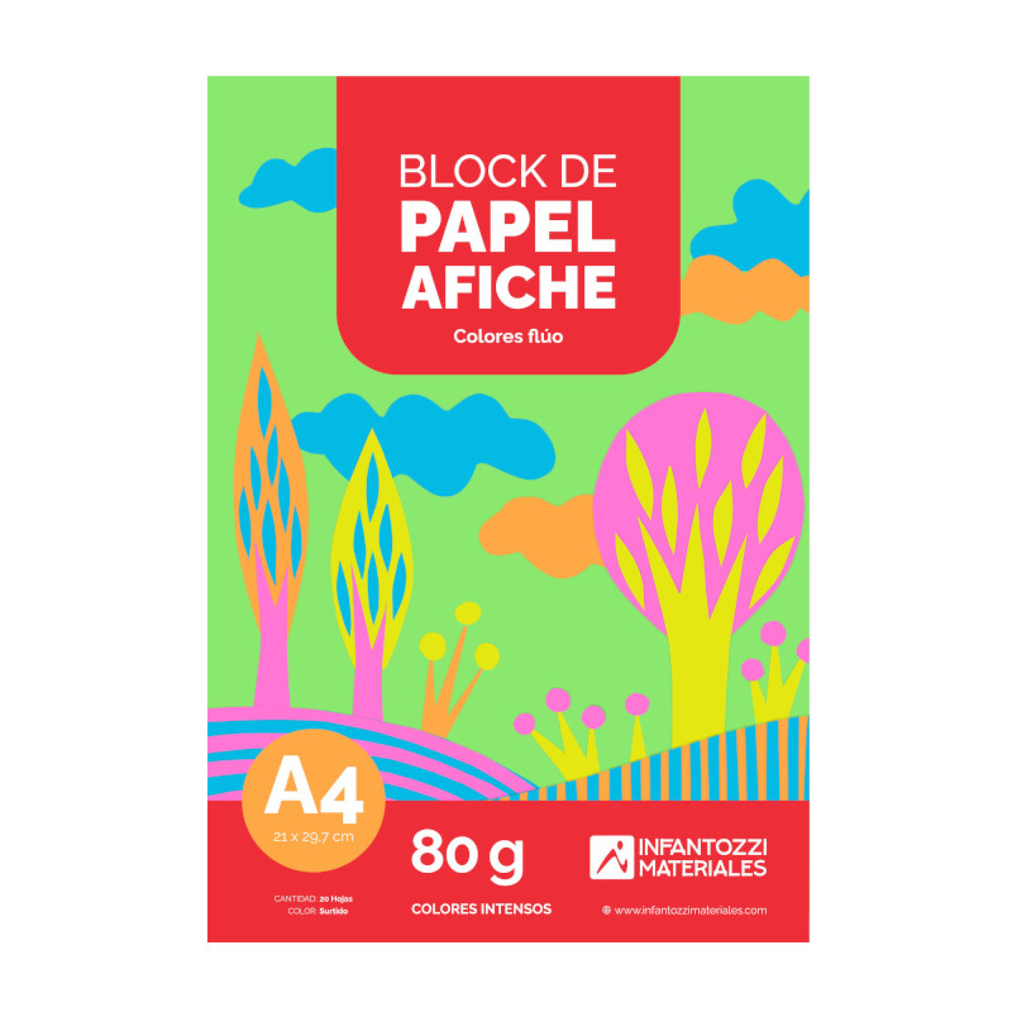 Block A4 papel afiche flúo — Infantozzi