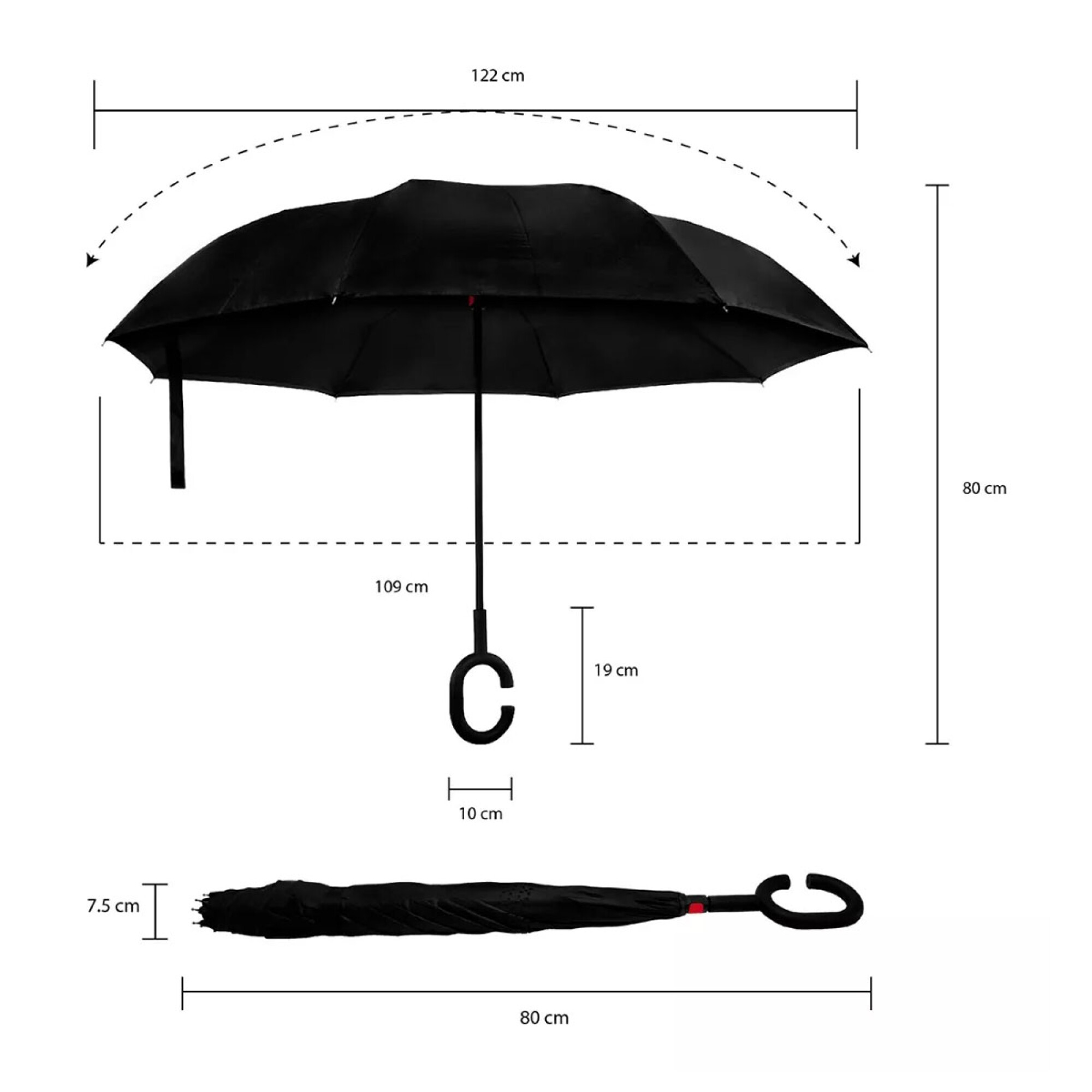 Paragua Inverso Doble Capa Varios Colores - Negro — HTS