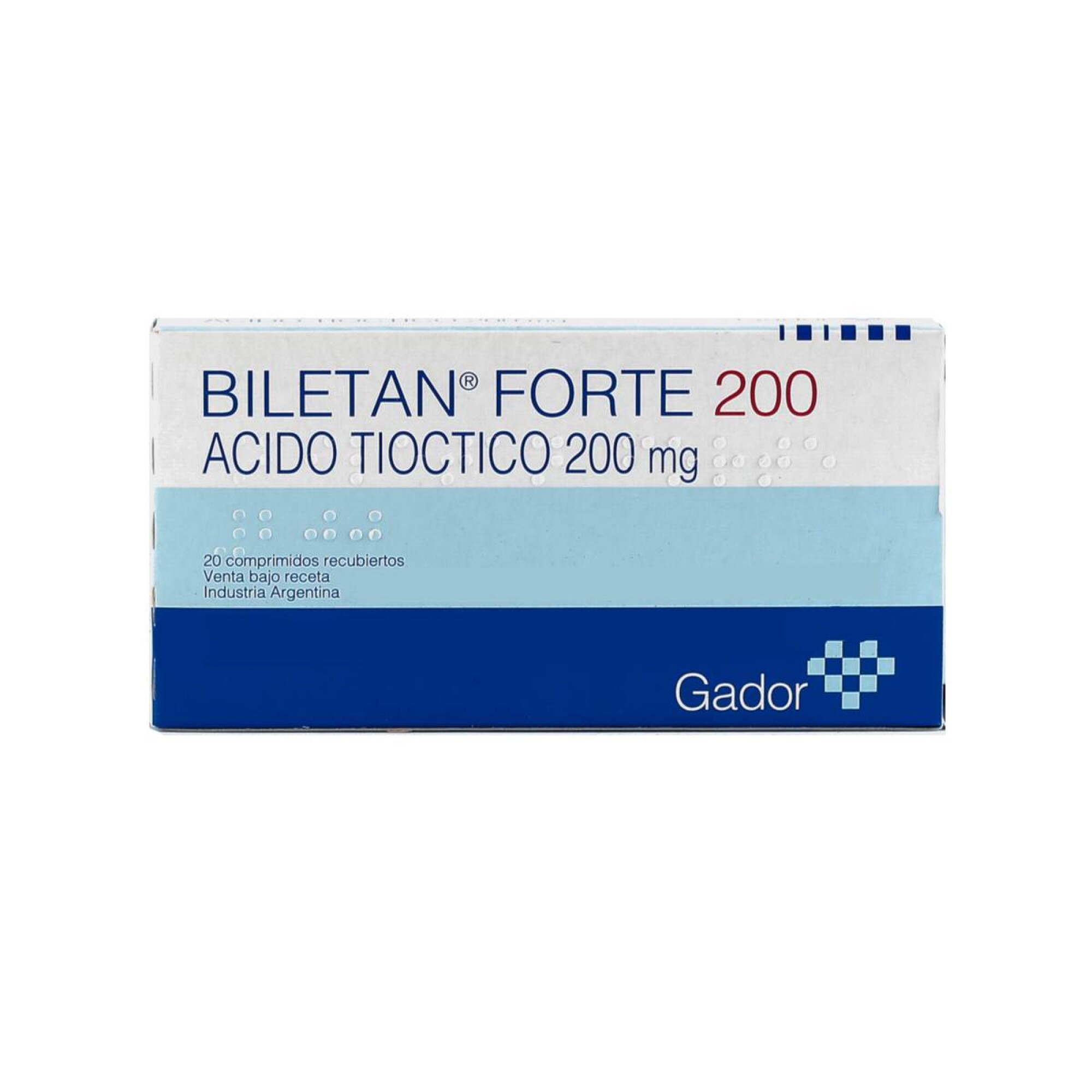 BILETAN FORTE 200 MG. CJ X 20 COMP. REC. — Farmacenter