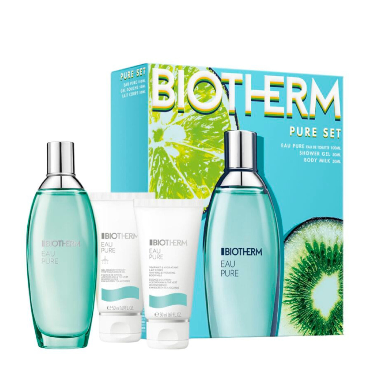 Cofre Biotherm Perfume Eau Pure EDT 100ml + Body Lotion 50ml + Body ...