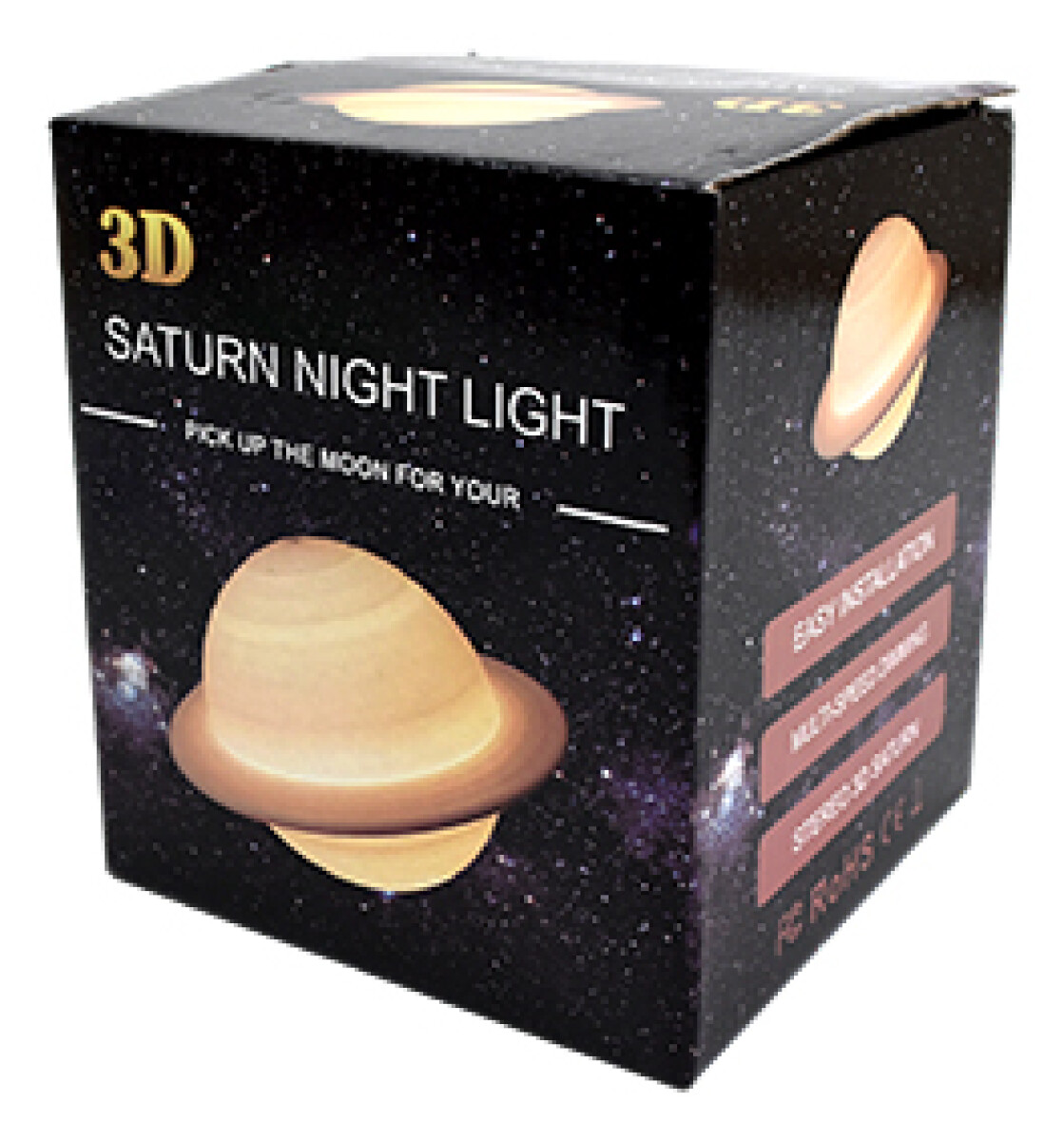 LAMPARA LED FORMA SATURNO 3D CON BASE MADERA Y USB — El Clon
