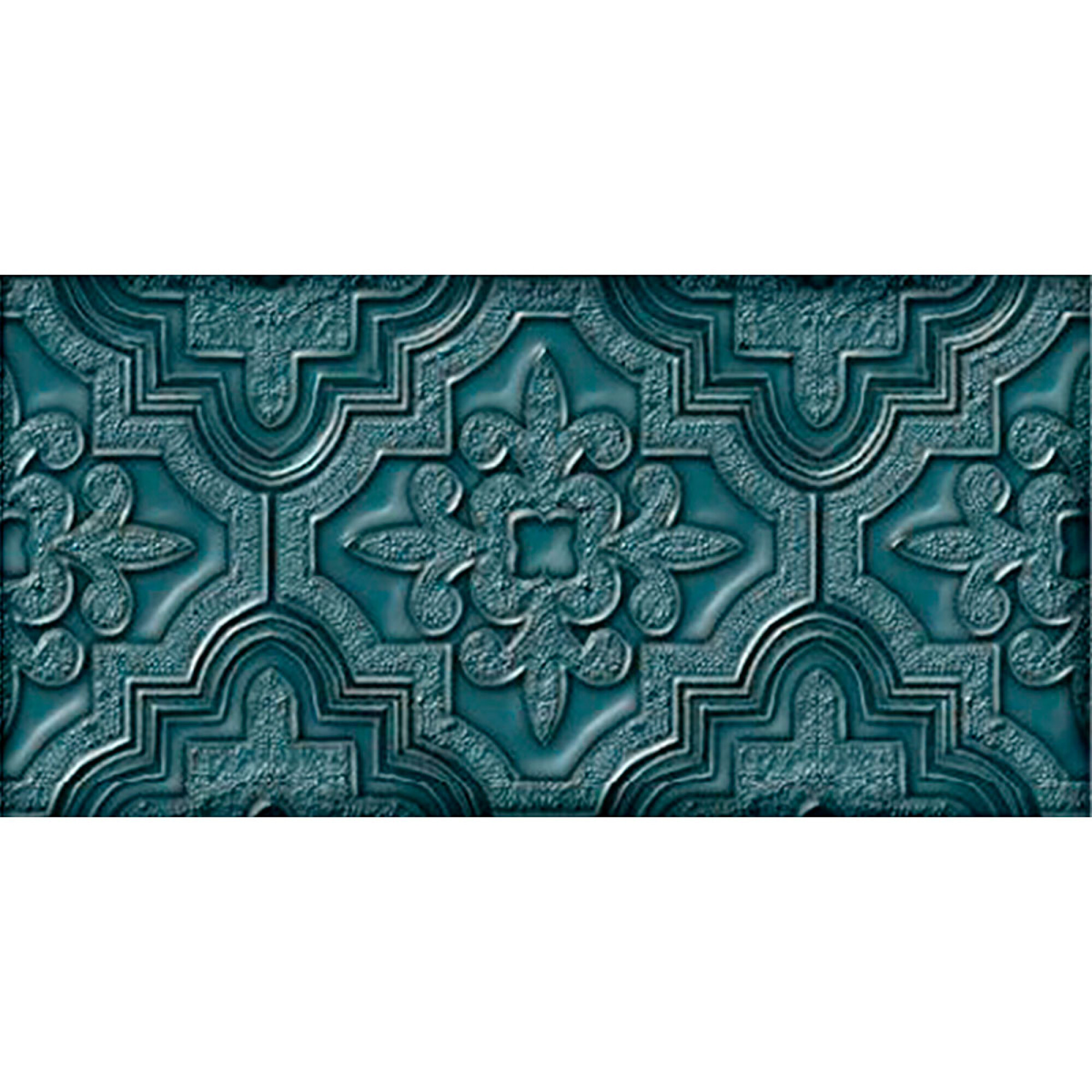 Ceramica Tipo Brick Azul Decorado 12X24Cm Pared — Acher Cerámicas