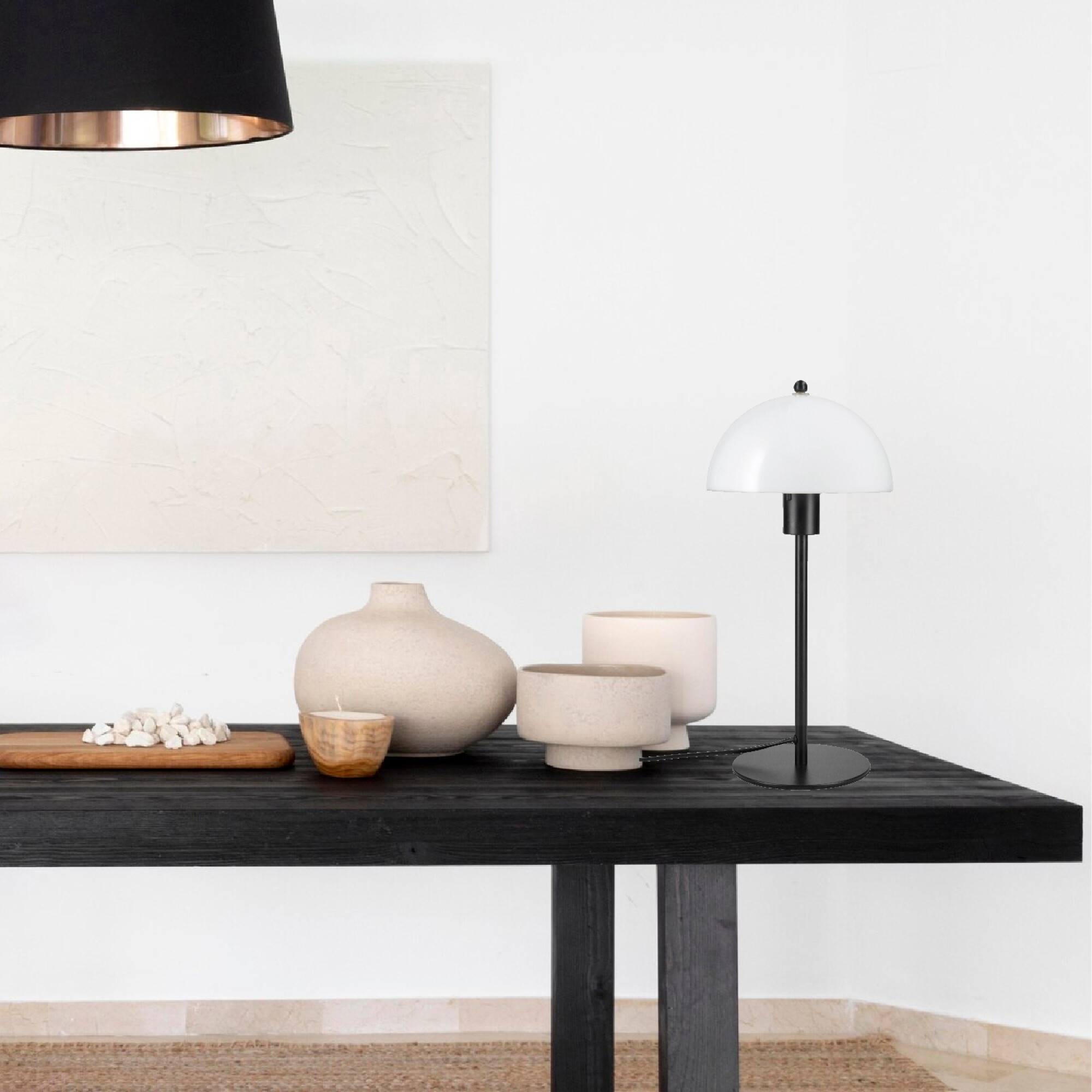 Luminaria De Mesa Mushroom Opal Negra — Serlux