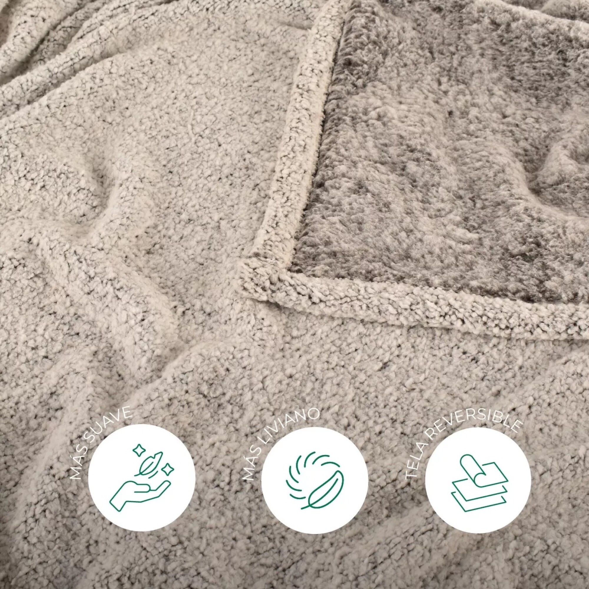 Frazada Reversible Flannel Jacquard Con Sherpa 180x200 - Beige — Mintt