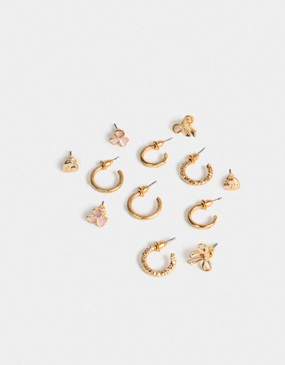 Set De Aros Con Flores - Dorado — Tienda Soy Santander