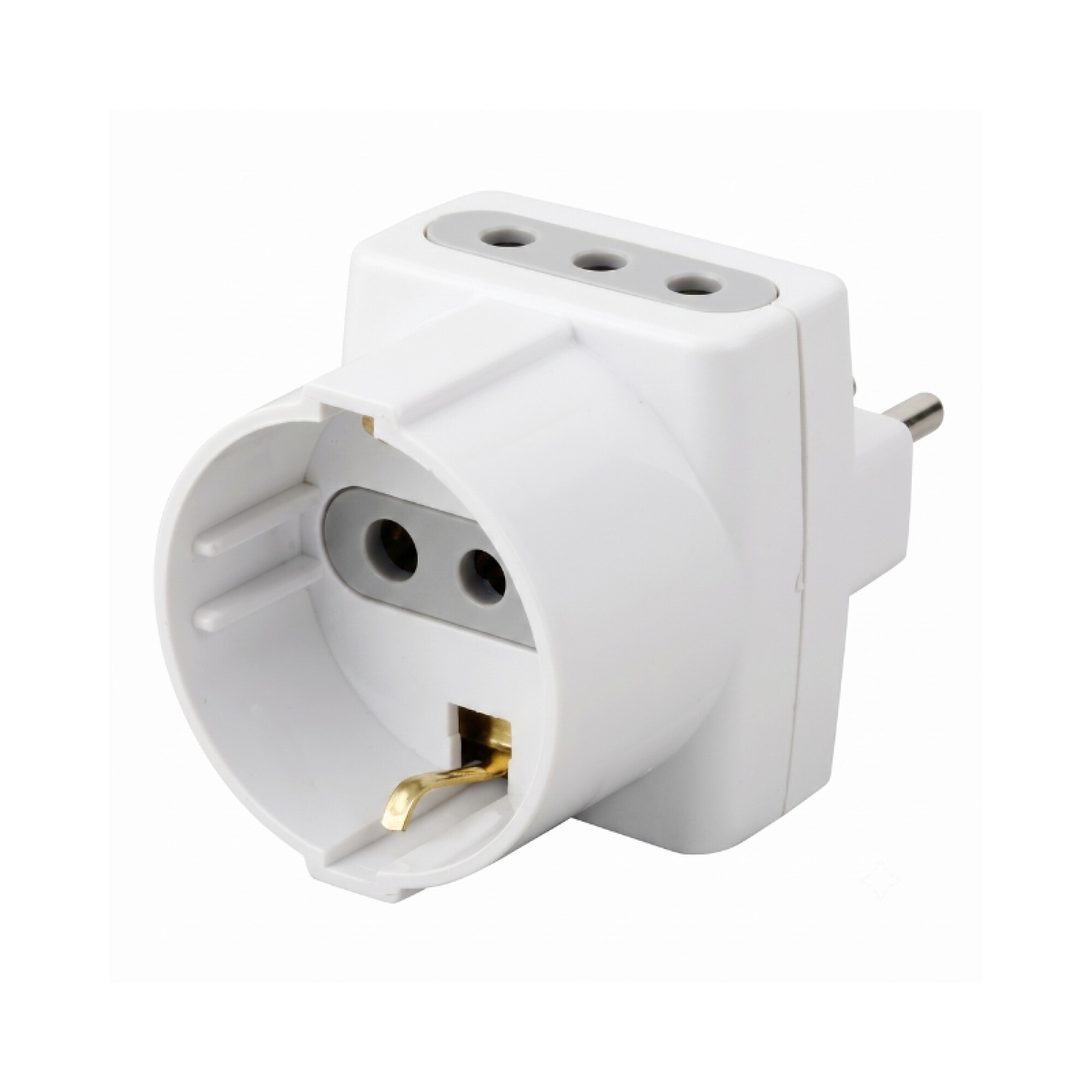 Adaptador Schuko + 2 Tomas 2P+T 10A Blanco — Serlux