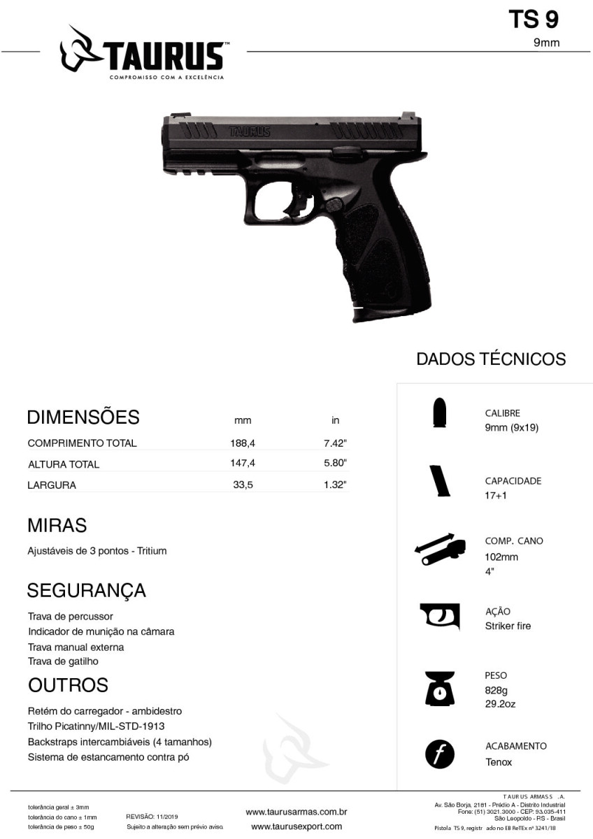 Pistola Cal. 9 mm TAURUS LUGER TS9 — Magnum