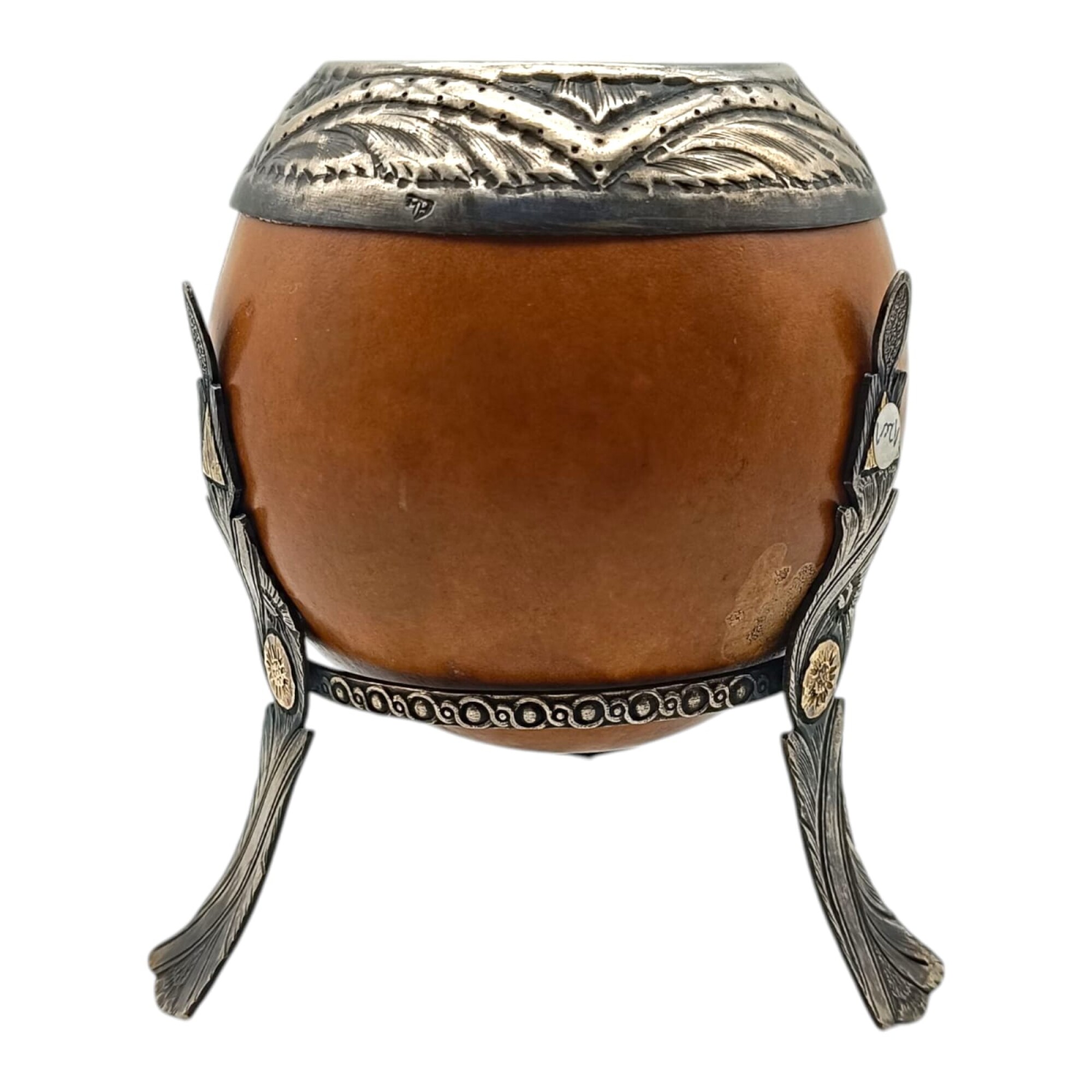 MATE TORPEDO CALABAZA CON BASE - PLATA Y ORO 07 - marrónuniforme ...