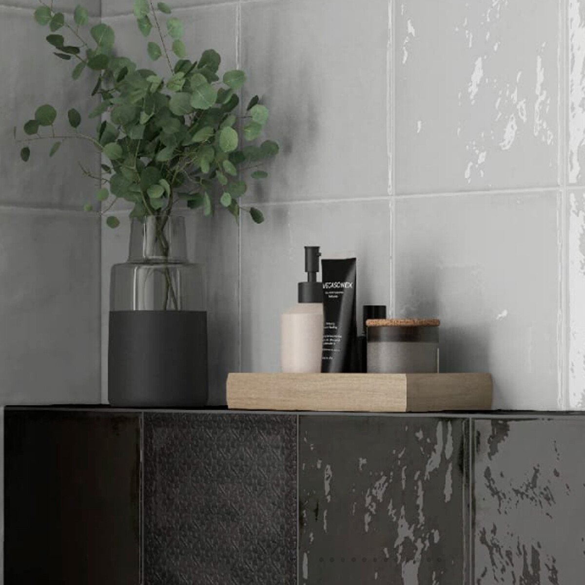 Porcelanato Negro Brillo 22.3X22.3Cm Piso Pared — Acher Cerámicas