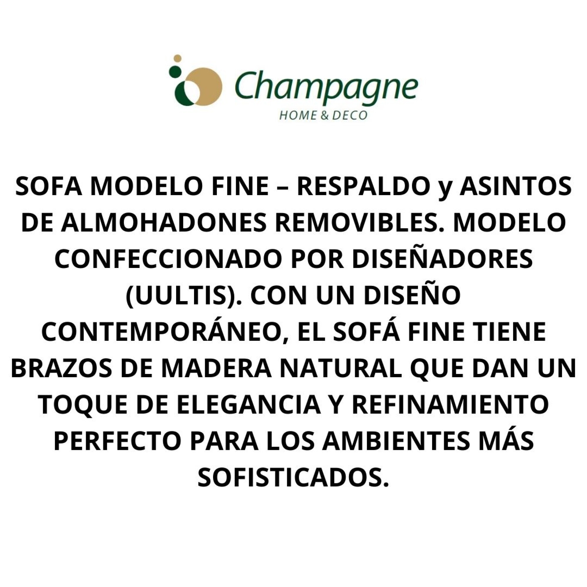 Sofa 1 cuerpo - Madera cinamomo - Tela tramada Beige — Champagne Home ...
