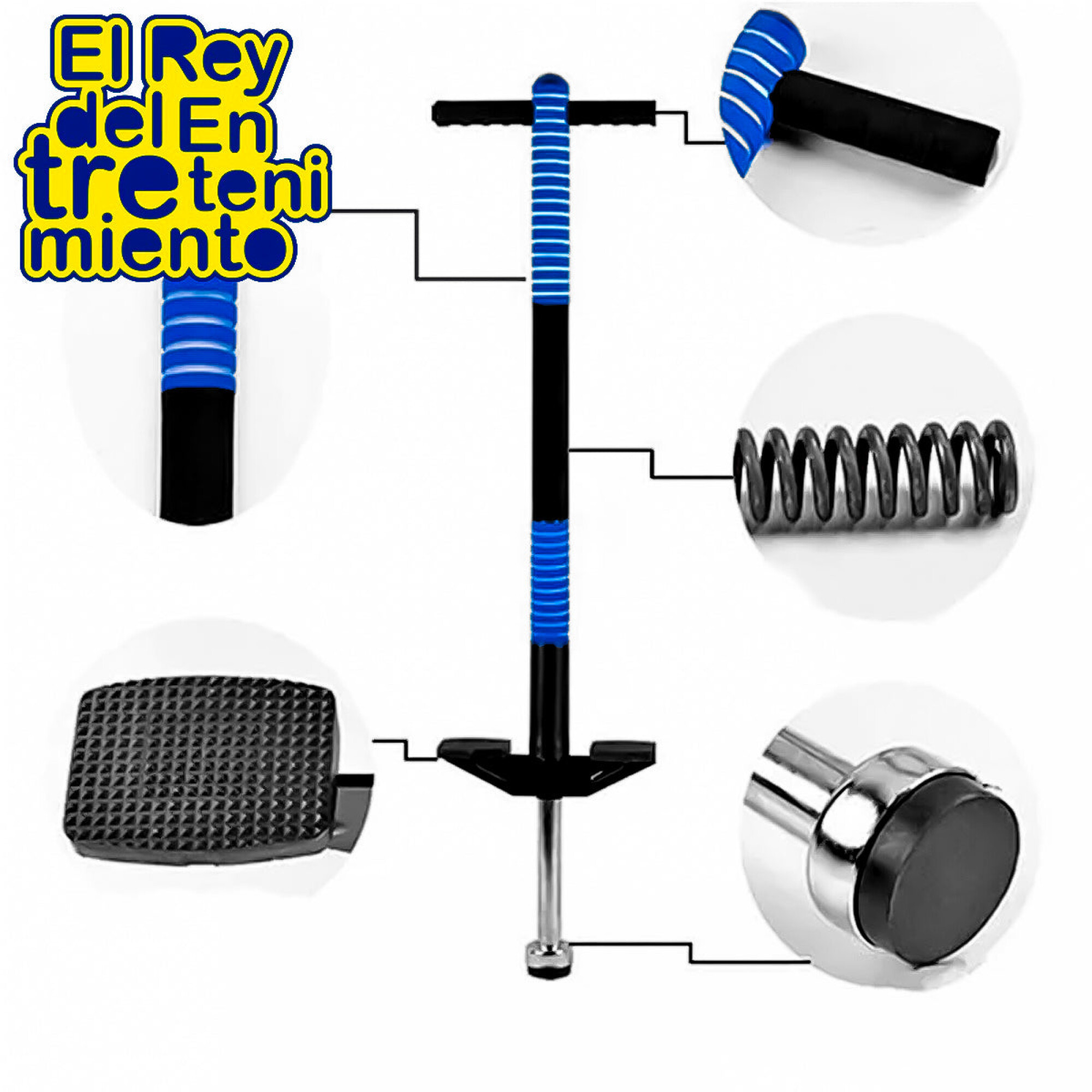 Palo Saltarin Metálico Pogo Stick C/ Resortes Niños - Azul — El Rey del ...