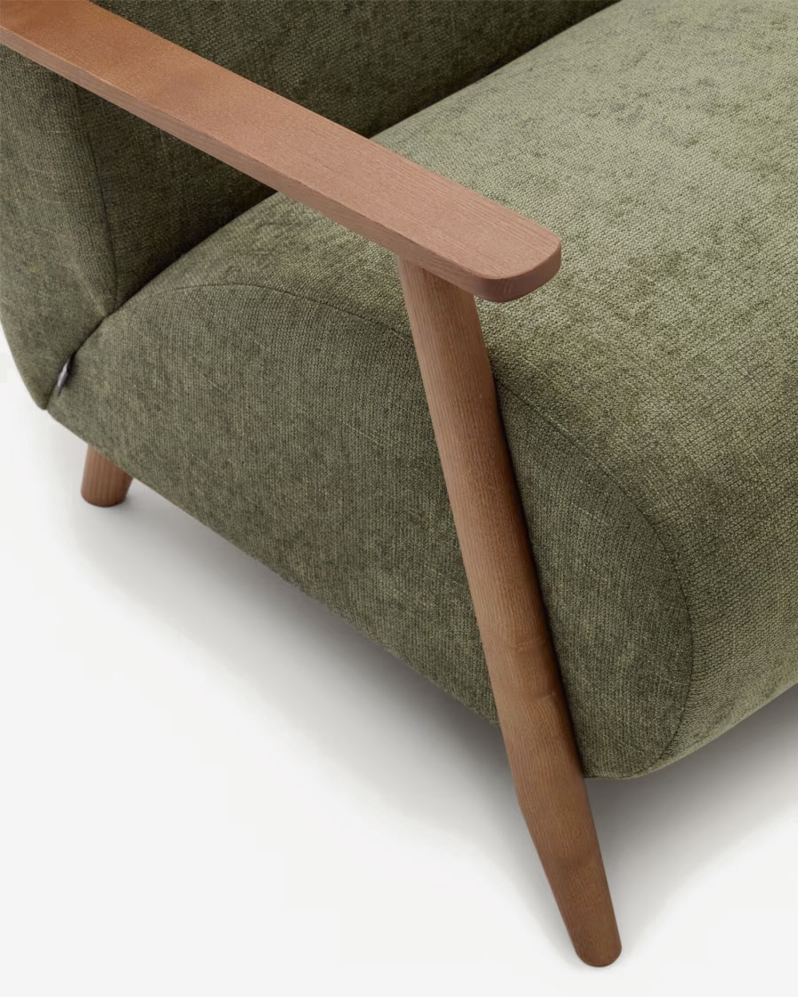 Butaca Meghan de chenilla - de chenilla verde y madera maciza de fresno ...