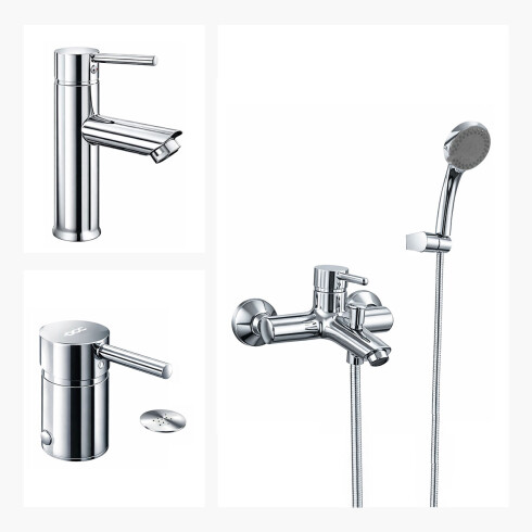 JUEGO DE GRIFERIA INCLUYE LAVATORIO DUCHA EXTERIOR Y BIDET LINEA ...