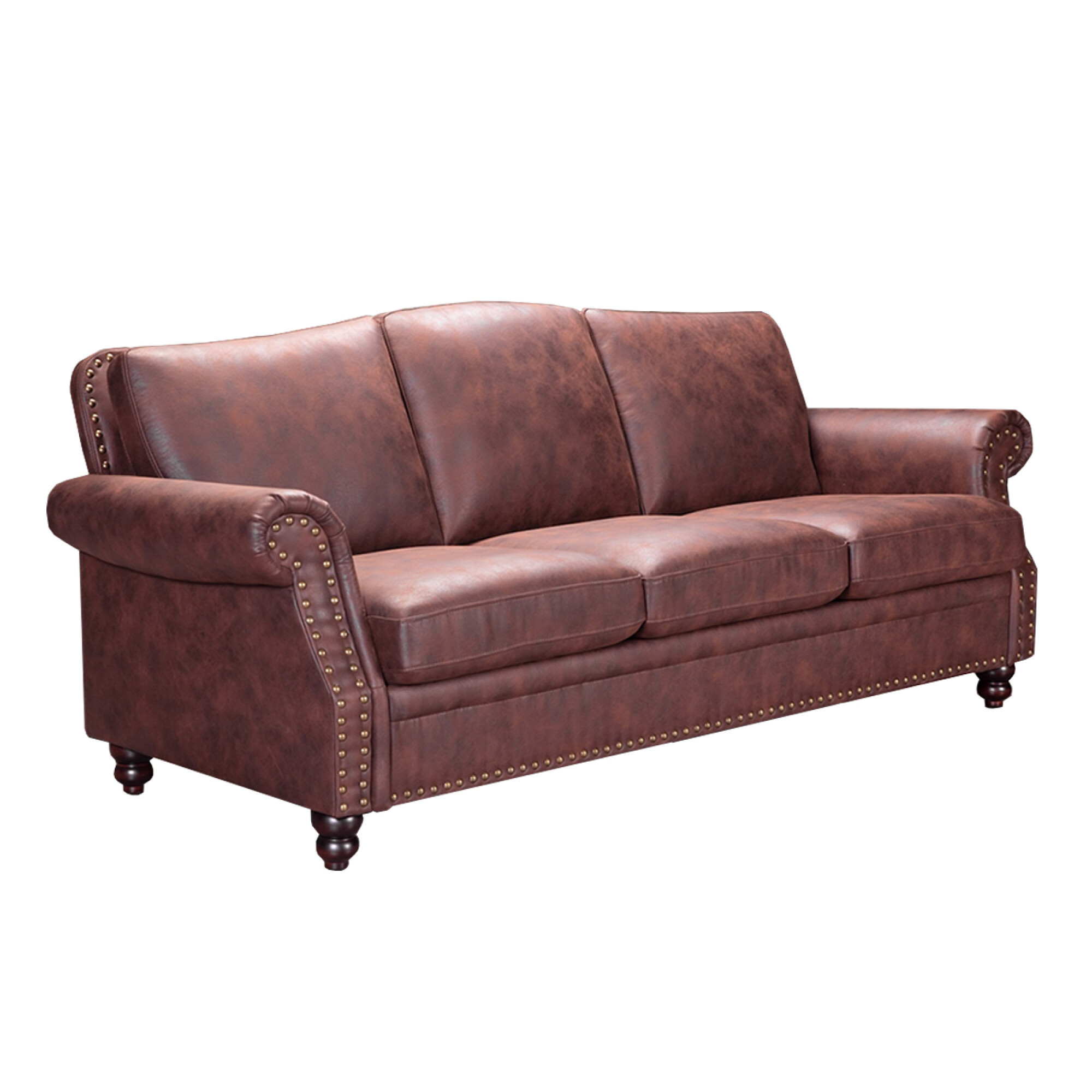 SOFÁ SILLÓN 3 CUERPOS - CON TACHAS - CHOCOLATE — Compra Más