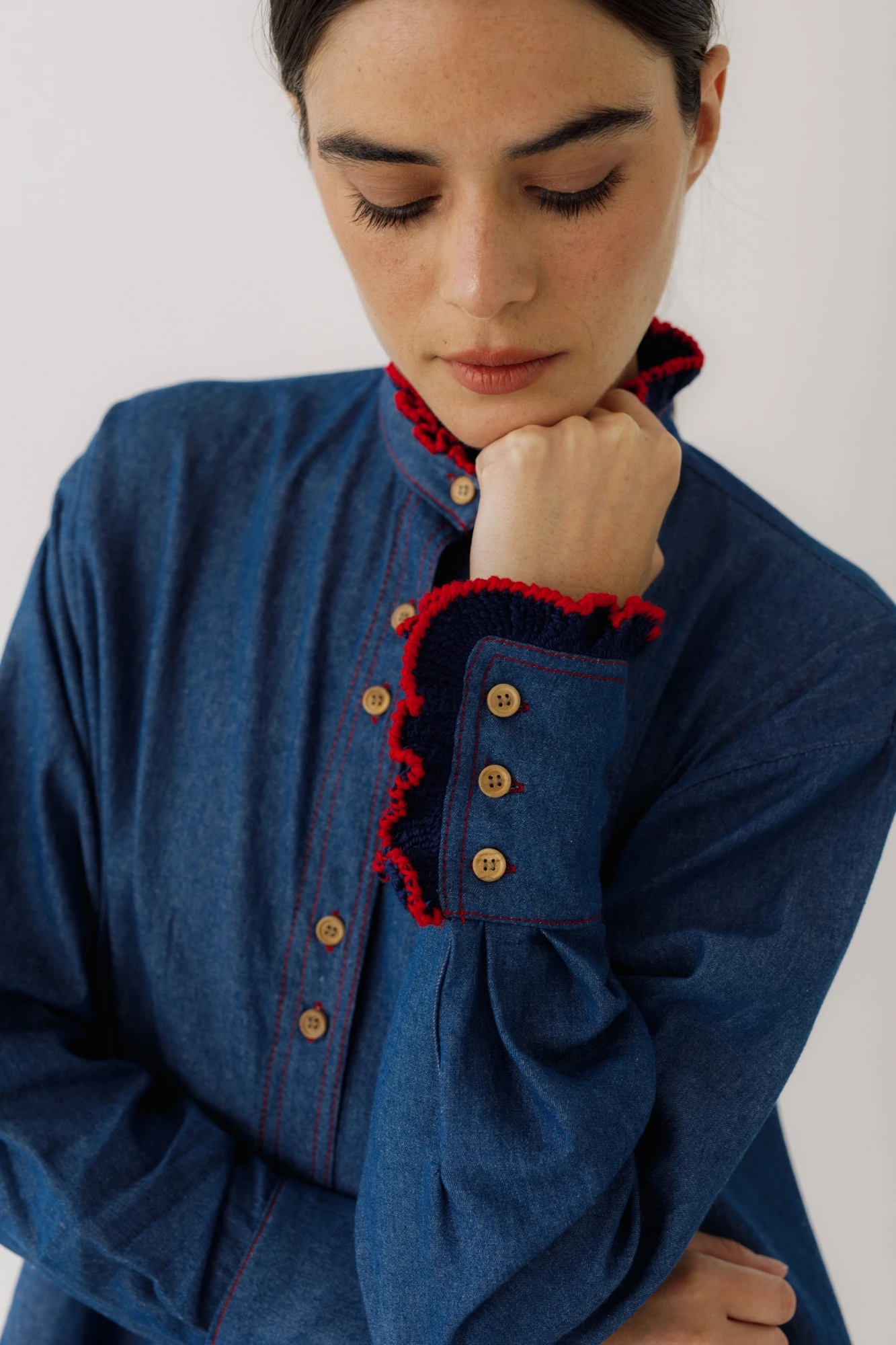 CAMISA OTA JEAN CROCHET - Azul — Savia