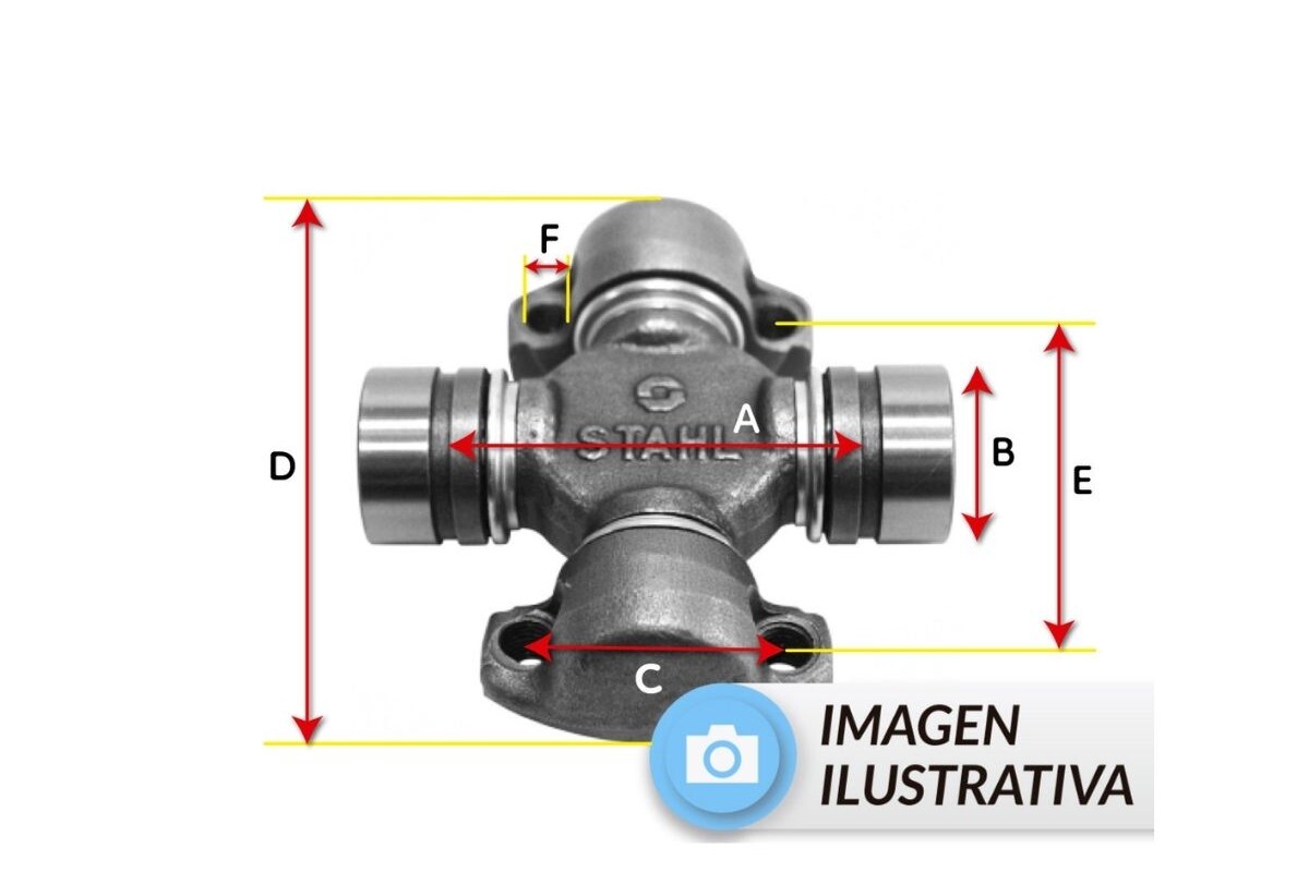CRUCETA A:54.7mm B:25.4mm C:33.3mm D:79.2mm E:59.6mm F:5/16 — Larrique ...