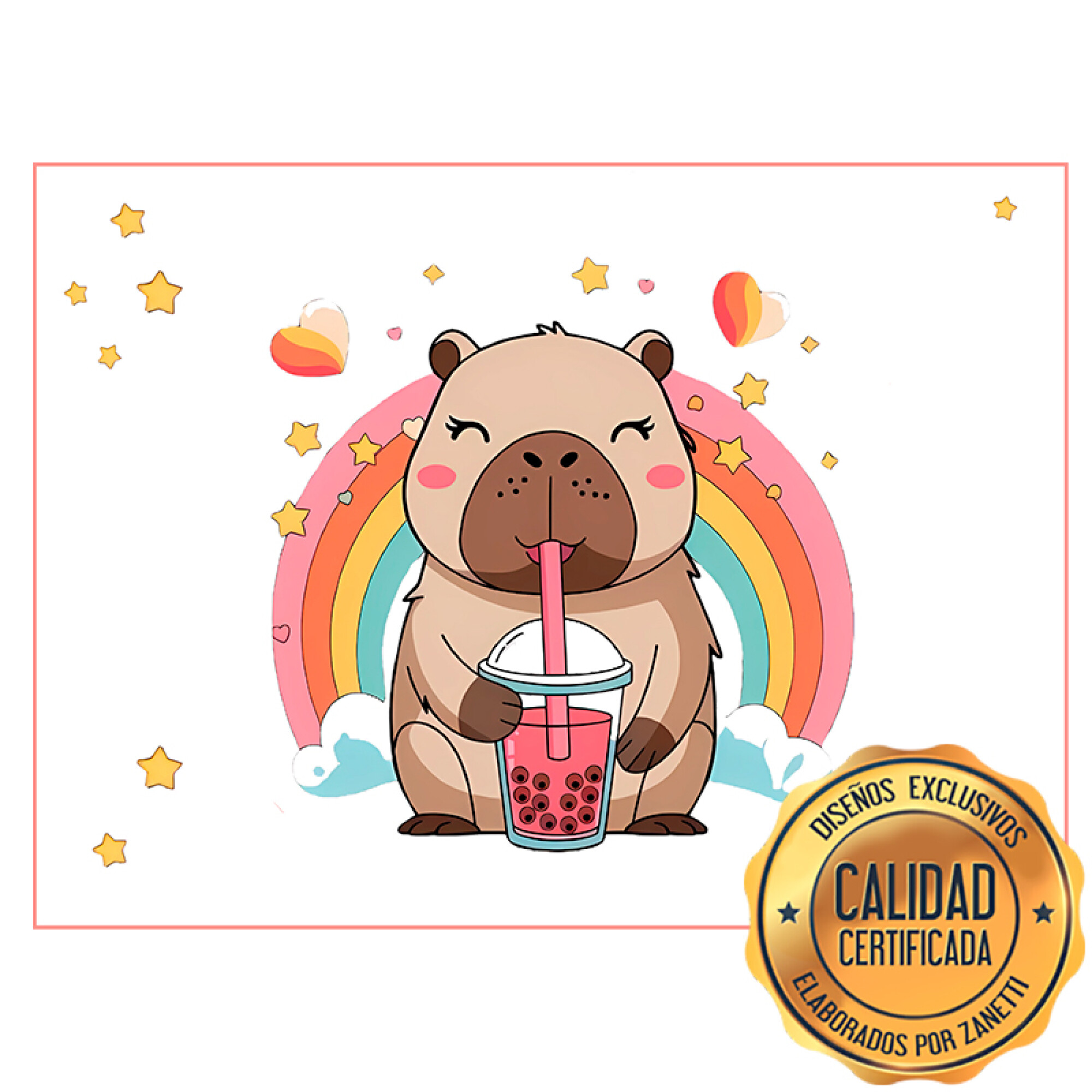 Lámina Capibara - Corazones y Estrellas Rect. — Zanetti