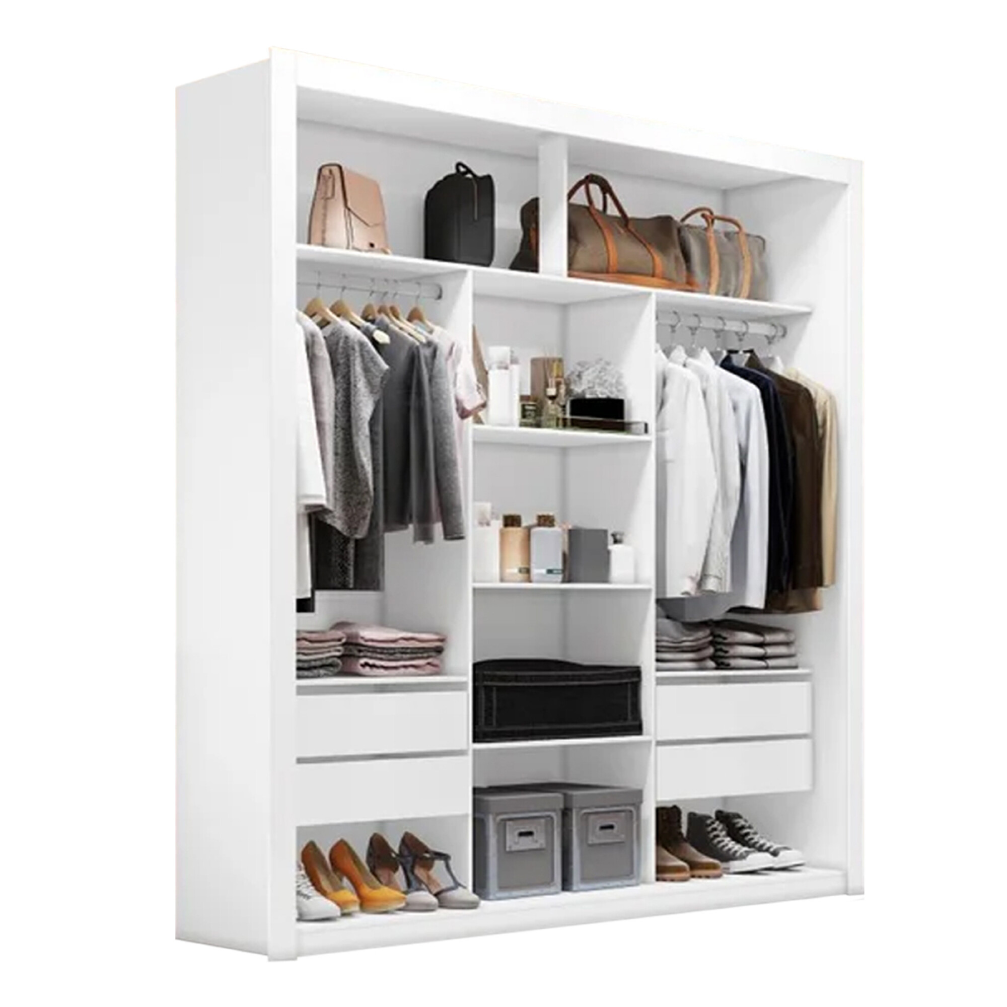 ROPERO VESTIDOR 4 CAJONES GUARDARROPA ARMARIO PLACARD CLOSET - BLANCO ...