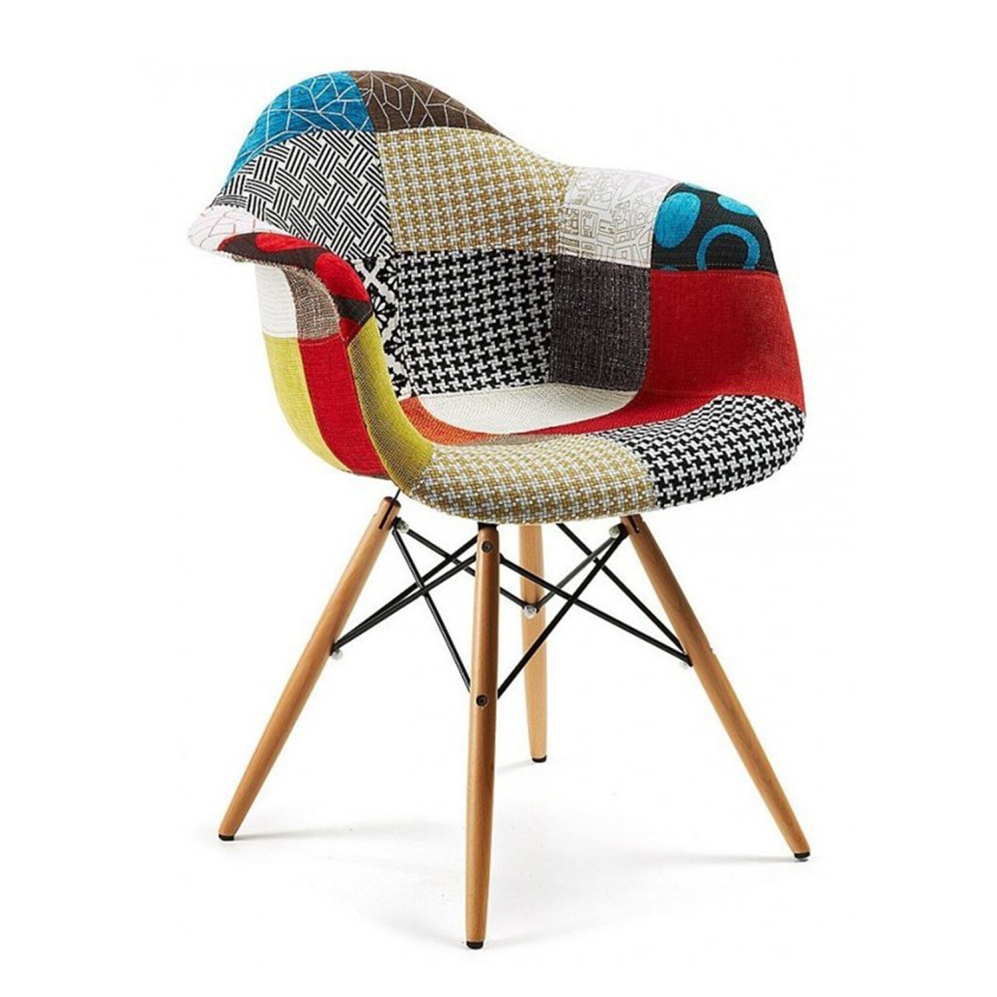 Silla eames Patchwork tapizada con apoyabrazo — Electroventas