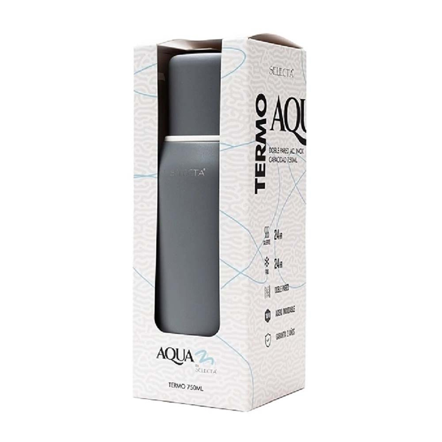Termo Bala Aqua Acero Inox Doble Pared 750Ml 24Hs Frío Calor - Gris — HTS
