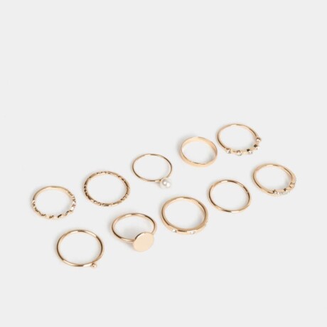 Set De Anillos De Metal Y Perlas - Dorado — Tienda Soy Santander
