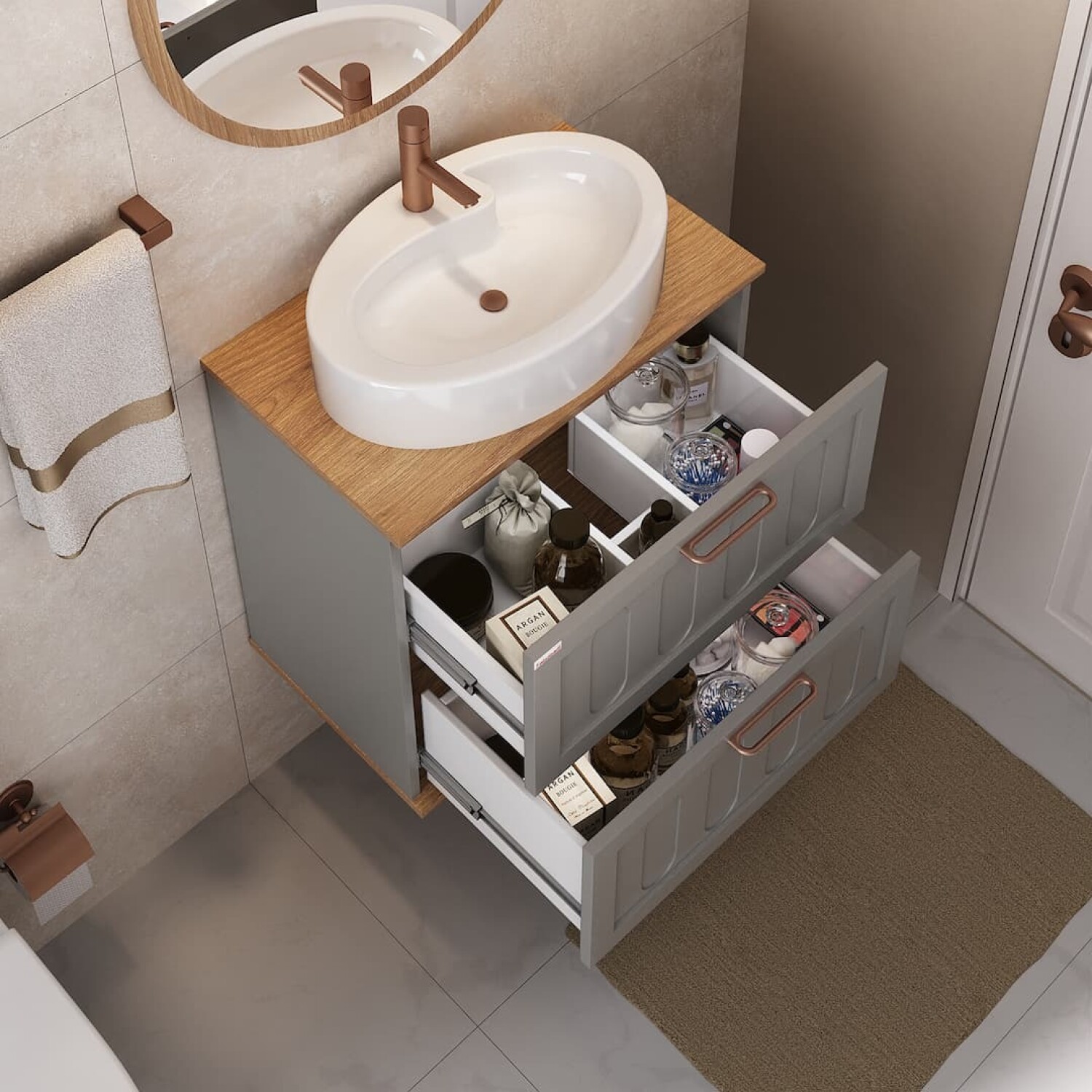 Mueble De Baño Suspendido Modelo Milena 78 - Color Avellana Con ...