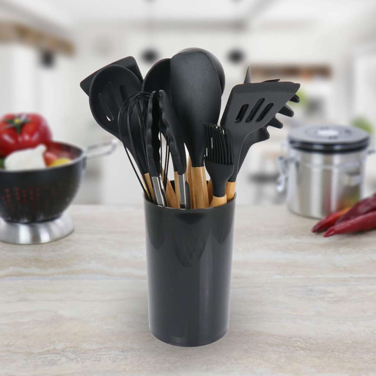 Set De Utensillos De Cocina 12 Accesorios - Negro — Tienda Soy Santander