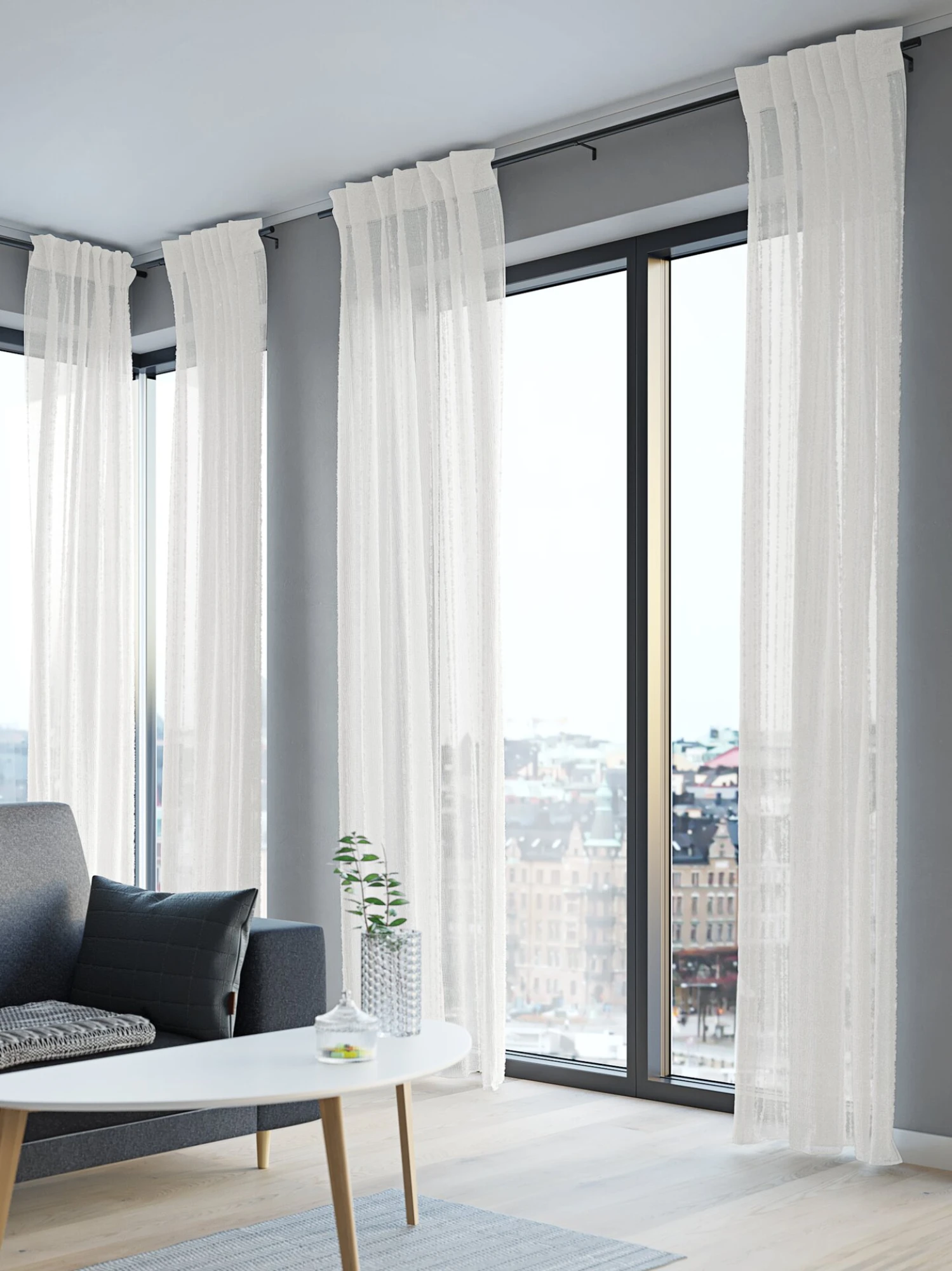 Cortina SKORPA 1x140x300 rayas blanco — JYSK