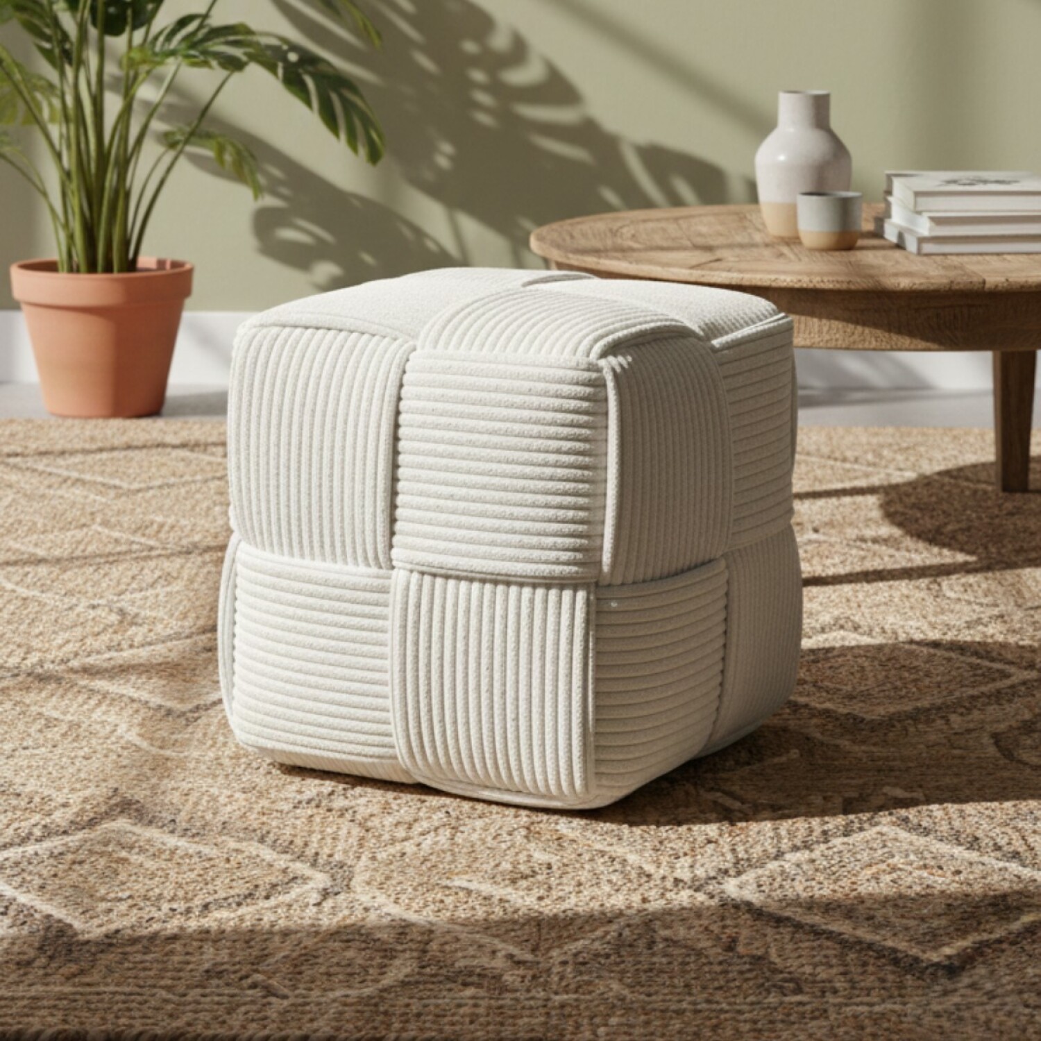 PUFF CUAD BLANCO 36X38X36CM — Feria Asuncion