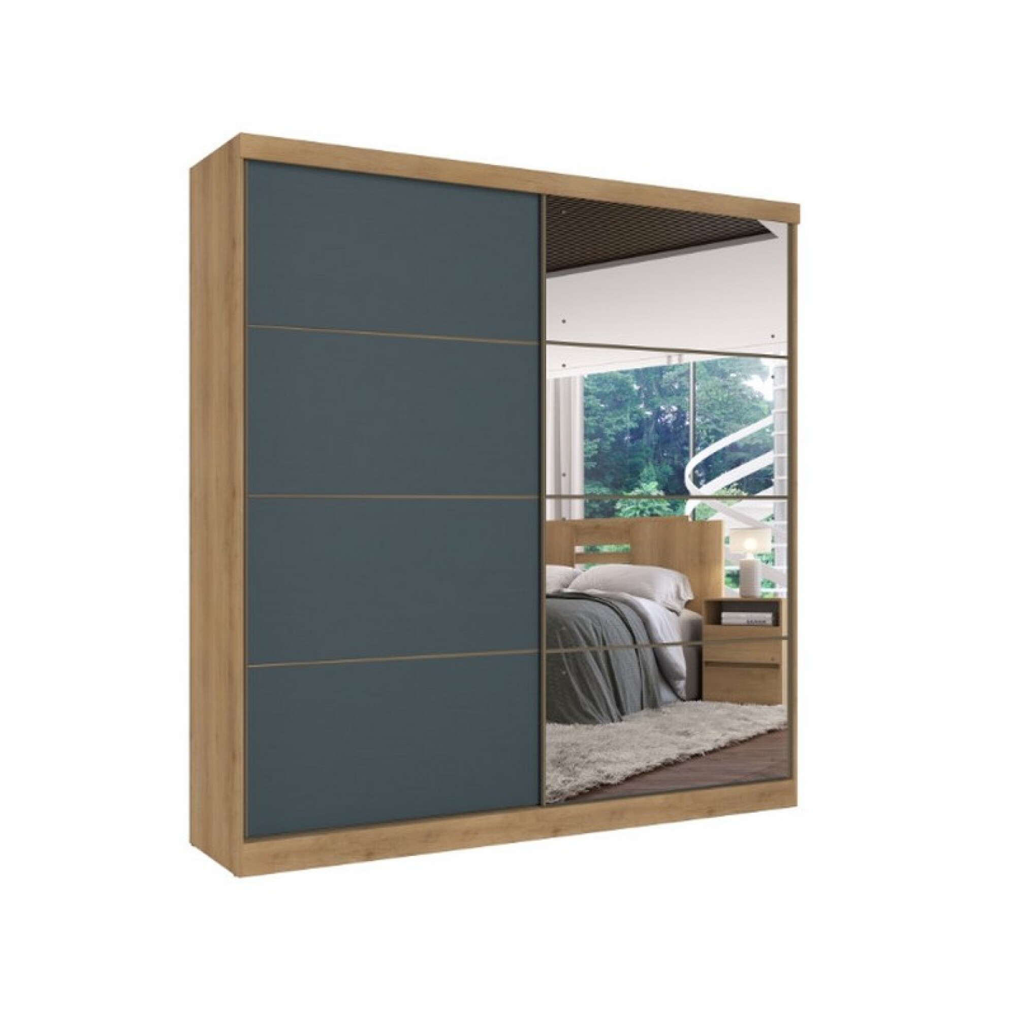 ROPERO 2P MALAGA CAPUCCINO / AZUL FULL GLASS THB — Electrocentro Rivera