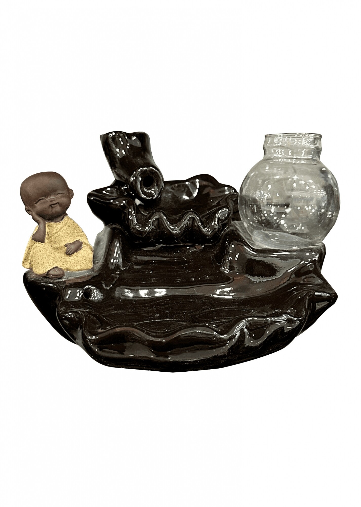 Fuente De Humo - Buda Con Esfera De Vidrio - Amarillo — Que Regalo