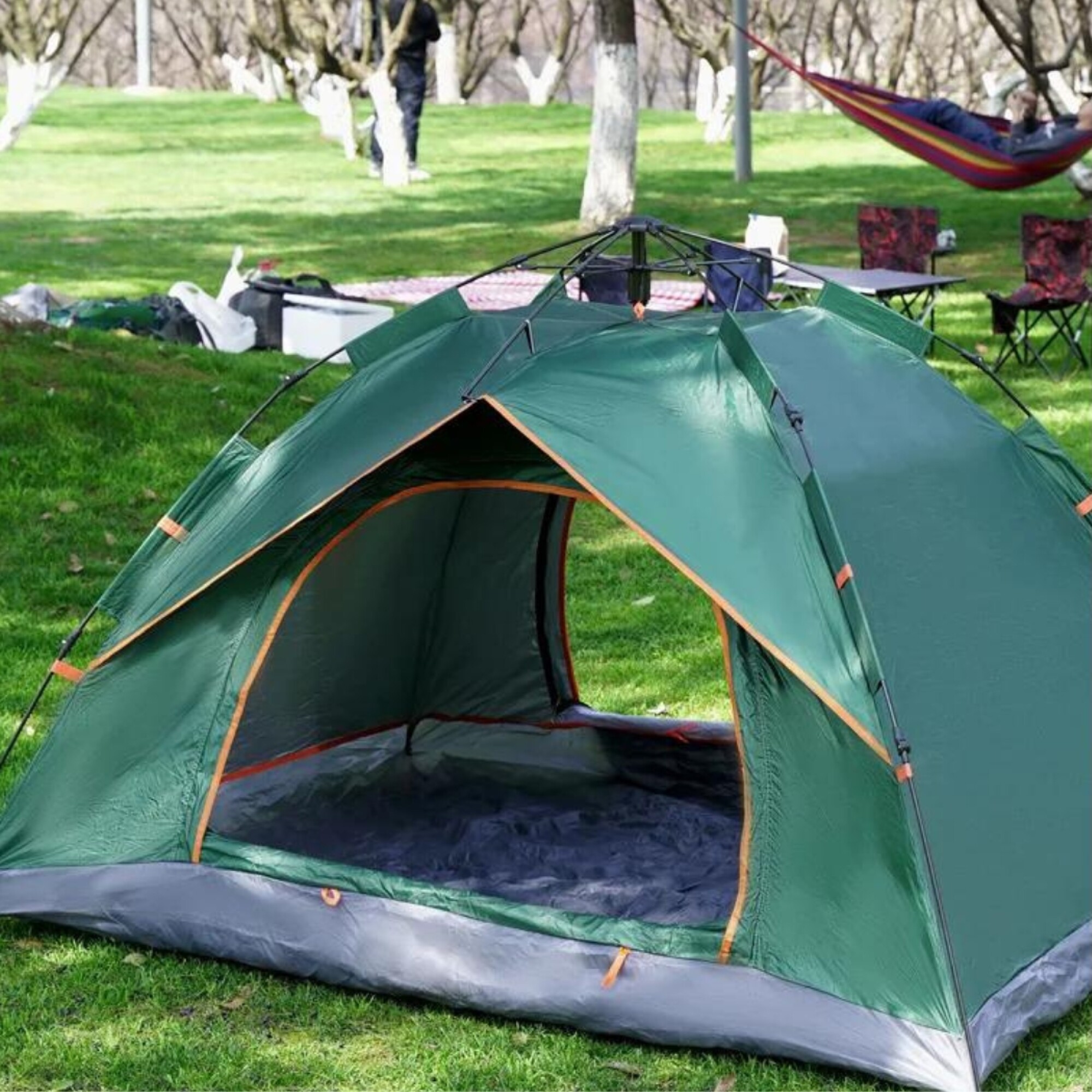 Combo carpa automatica 2 personas + 2 colchones inflables + inflador ...