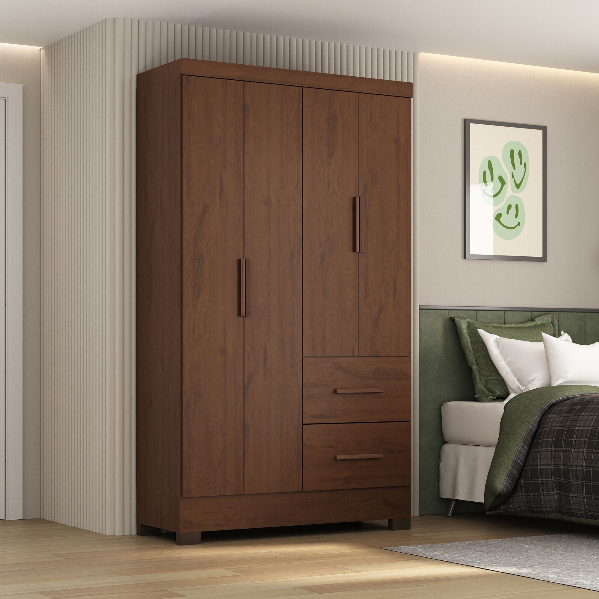 Ropero Primordial Max 4 Puertas 2 Cajones - Jacaranda — Rustico Hogar