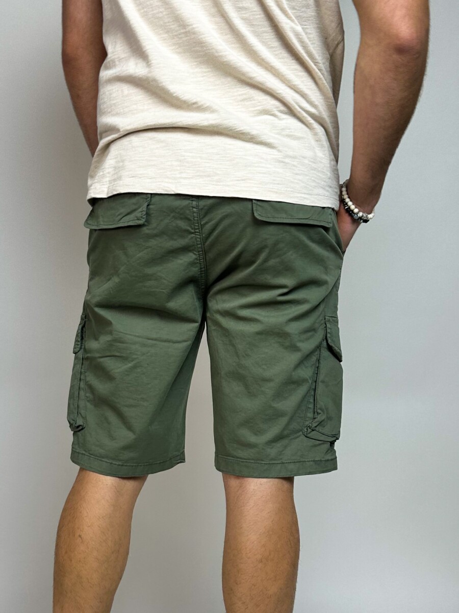 Bermuda cargo con cintura elastizada Crespo - Verde — Route 66