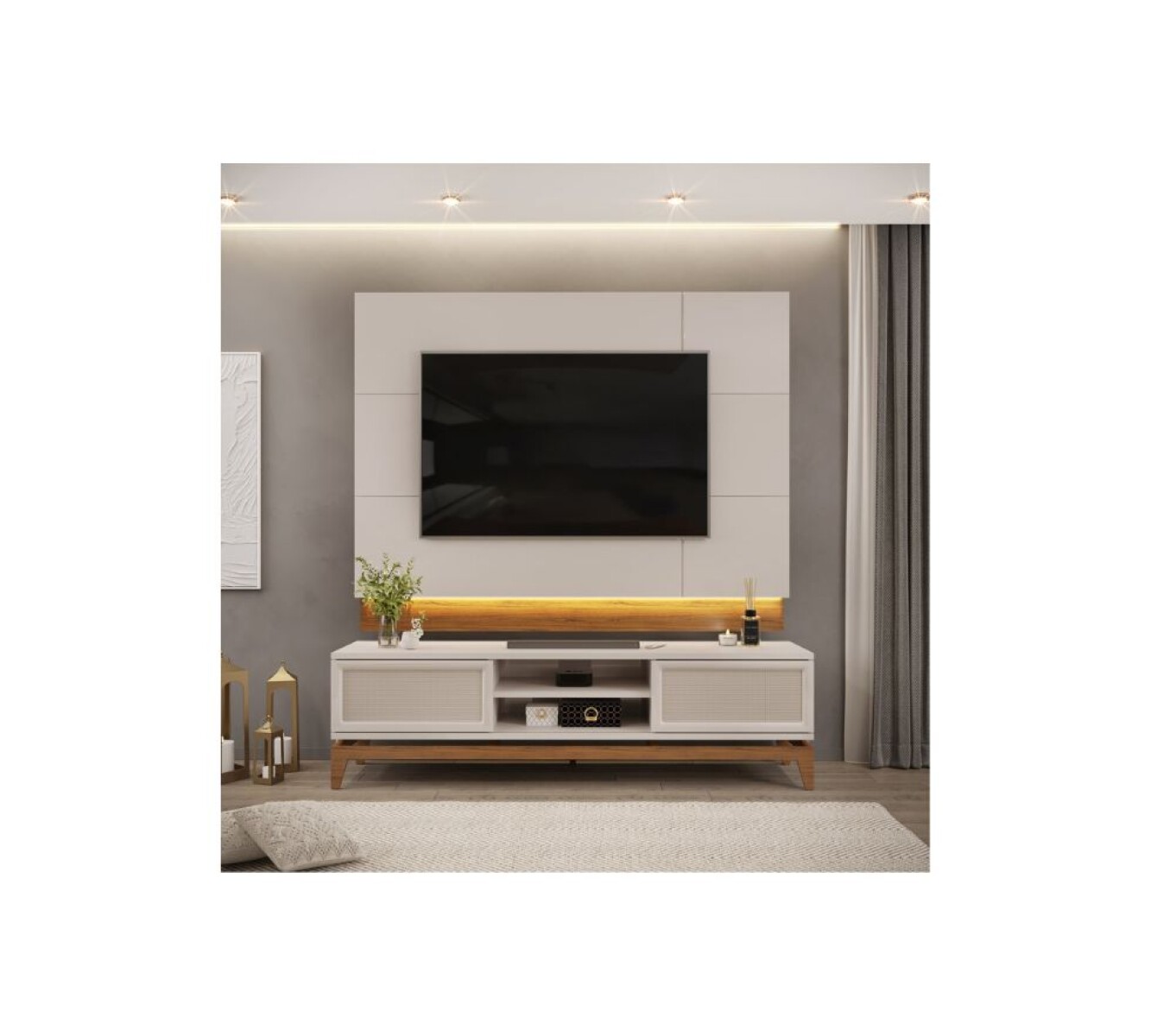 Rack Para Tv - 2 Puertas Corredizas - Cairo — Rustico Hogar