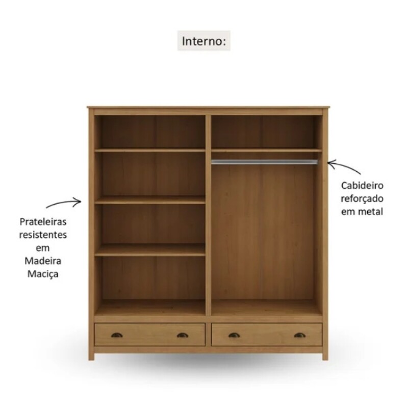 Ropero Topazio 4 Puertas 2 Cajones Nogal 9105 100% Madera — Albanes