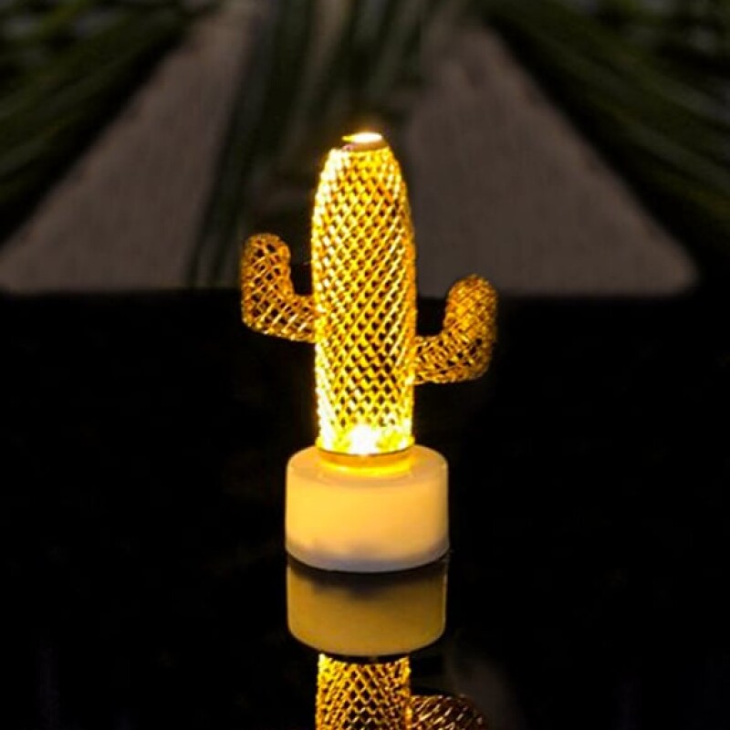 Vela Led Dorada Cactus x1 — Casa Fessta