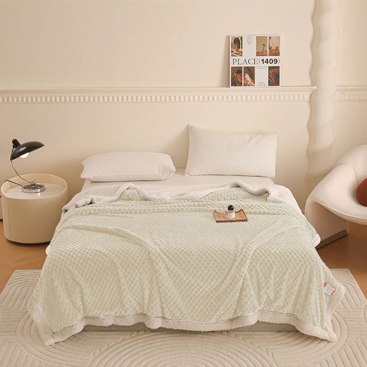 Frazada Polar 2Pzas Doble Cara Texturizada y Símil Corderito - Natural ...