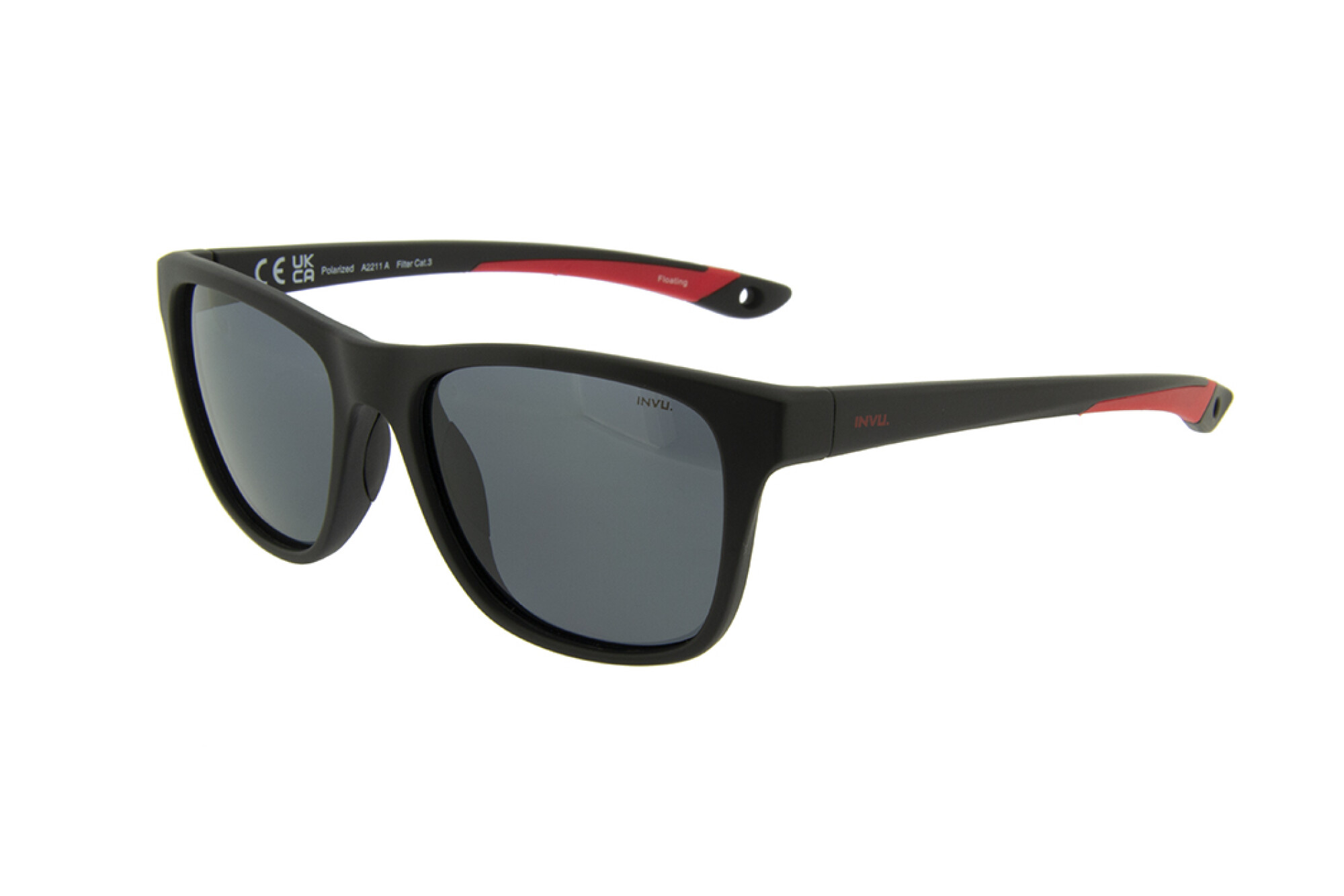 INVU A2211A Satin Black/Red Floating Polarized — Optica Florida