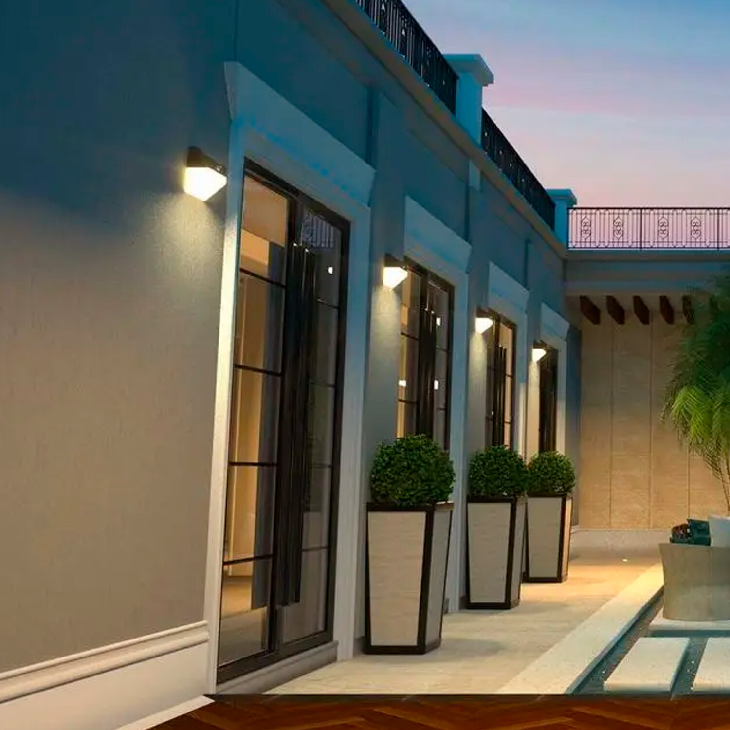Luminaria Breck LED de Pared Exterior con Panel Solar y Detector de ...