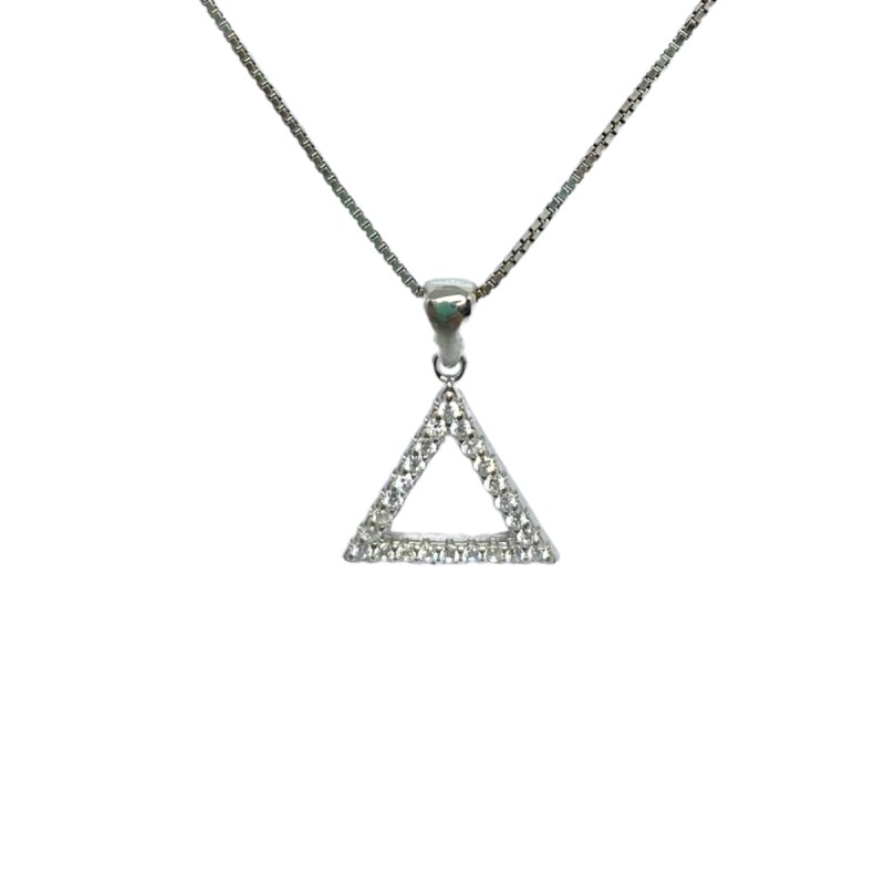 DIJE DE PLATA TRIANGULO CON CIRCONIAS — La hora exacta