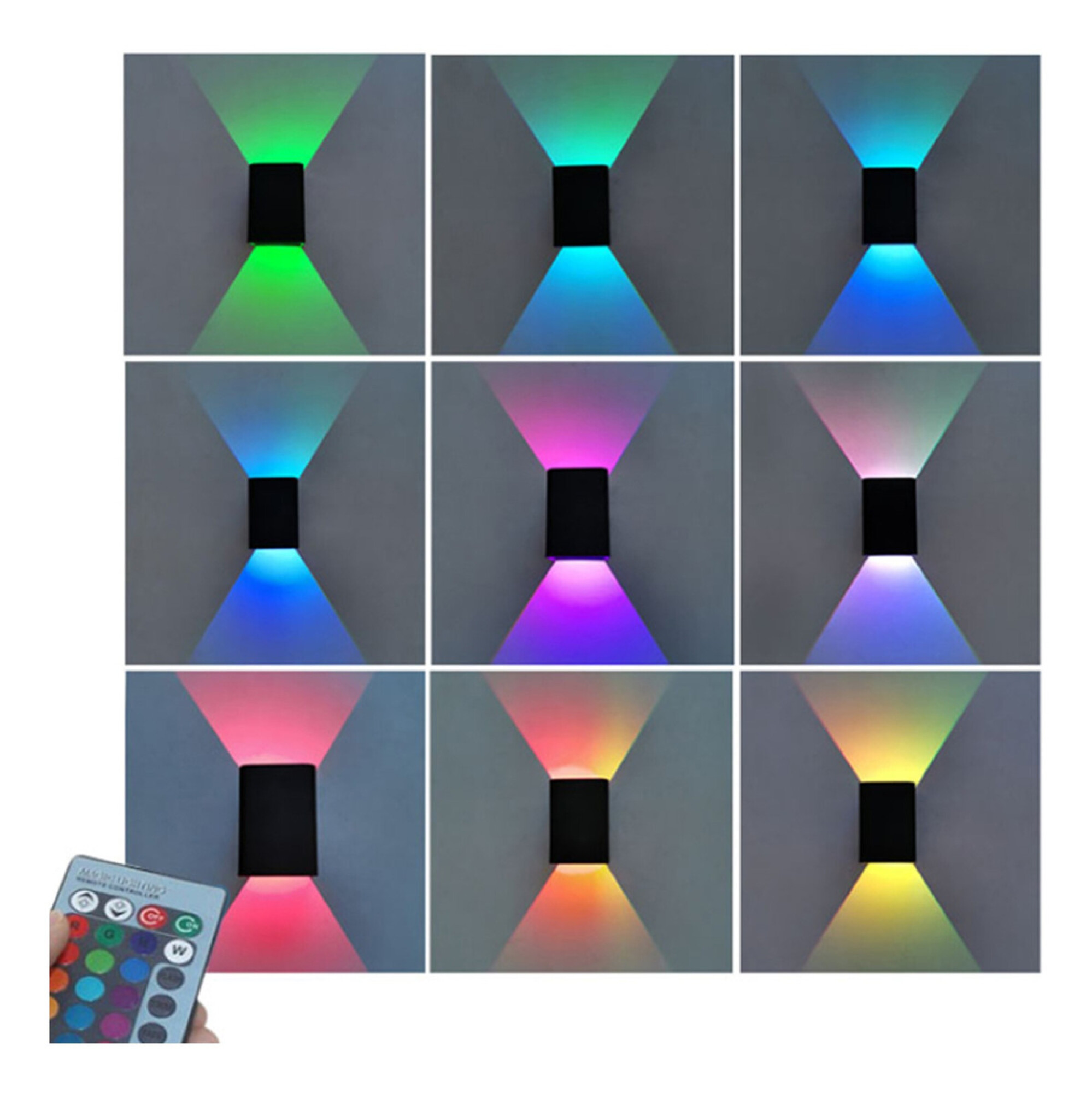 Aplique Pared Rgb Foco Exterior Colores Luz Led Con Control — Atrix