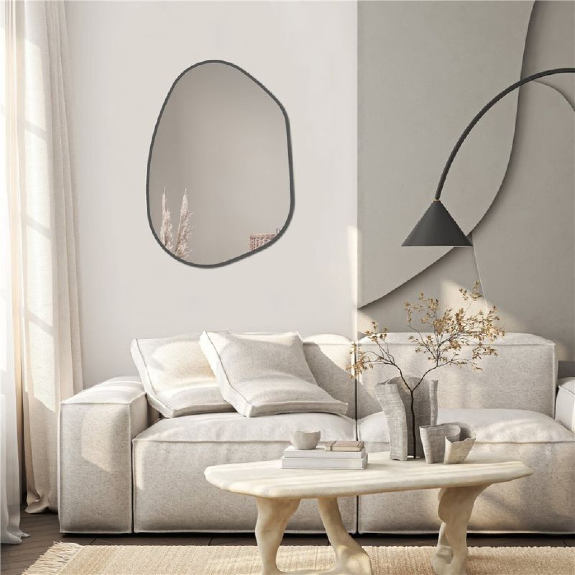 Espejo Irregular - 50x70cm - Aluminio Negro — Rustico Hogar