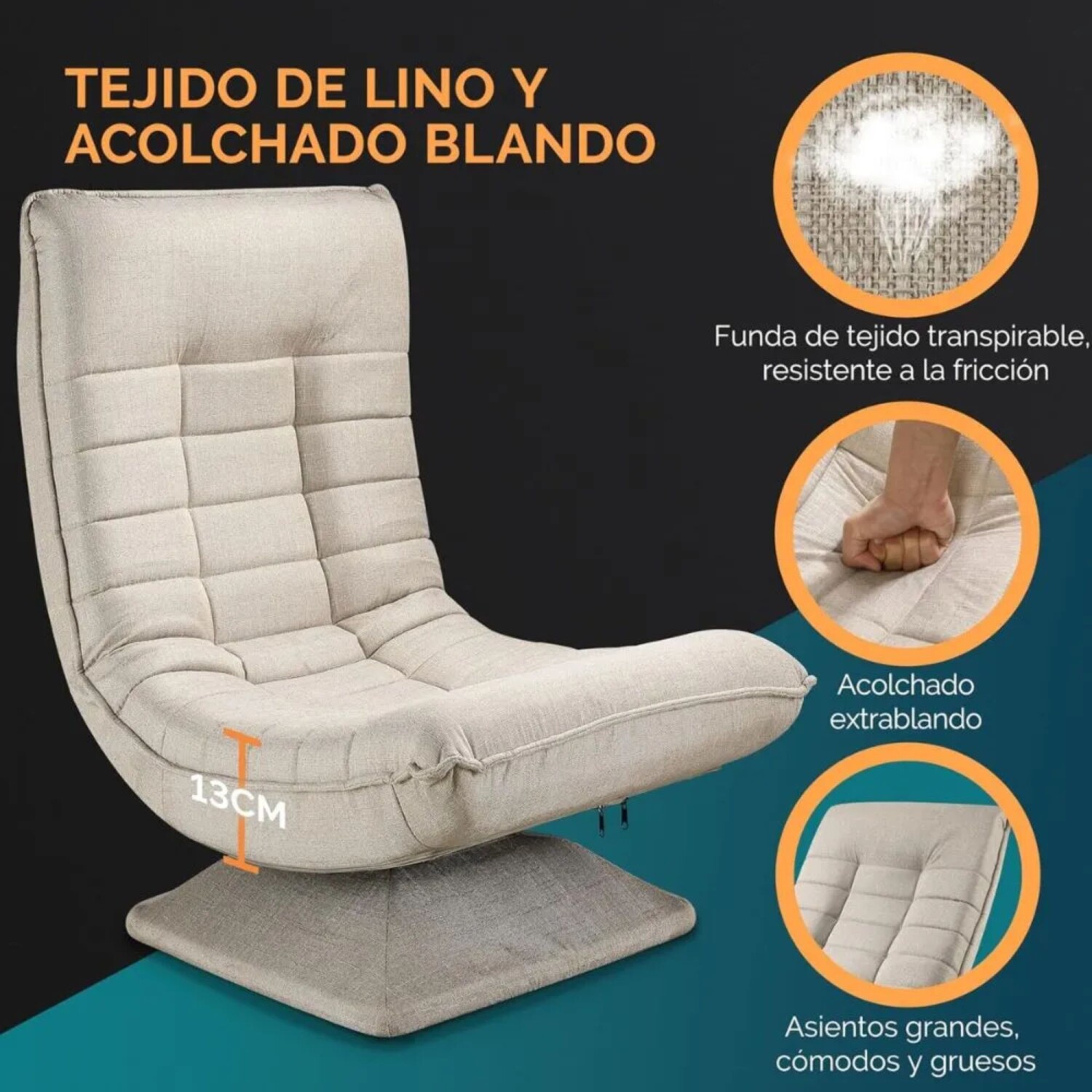 Sillon Reclinable Giratorio Aberdeen - Beige — La Cueva Muebles
